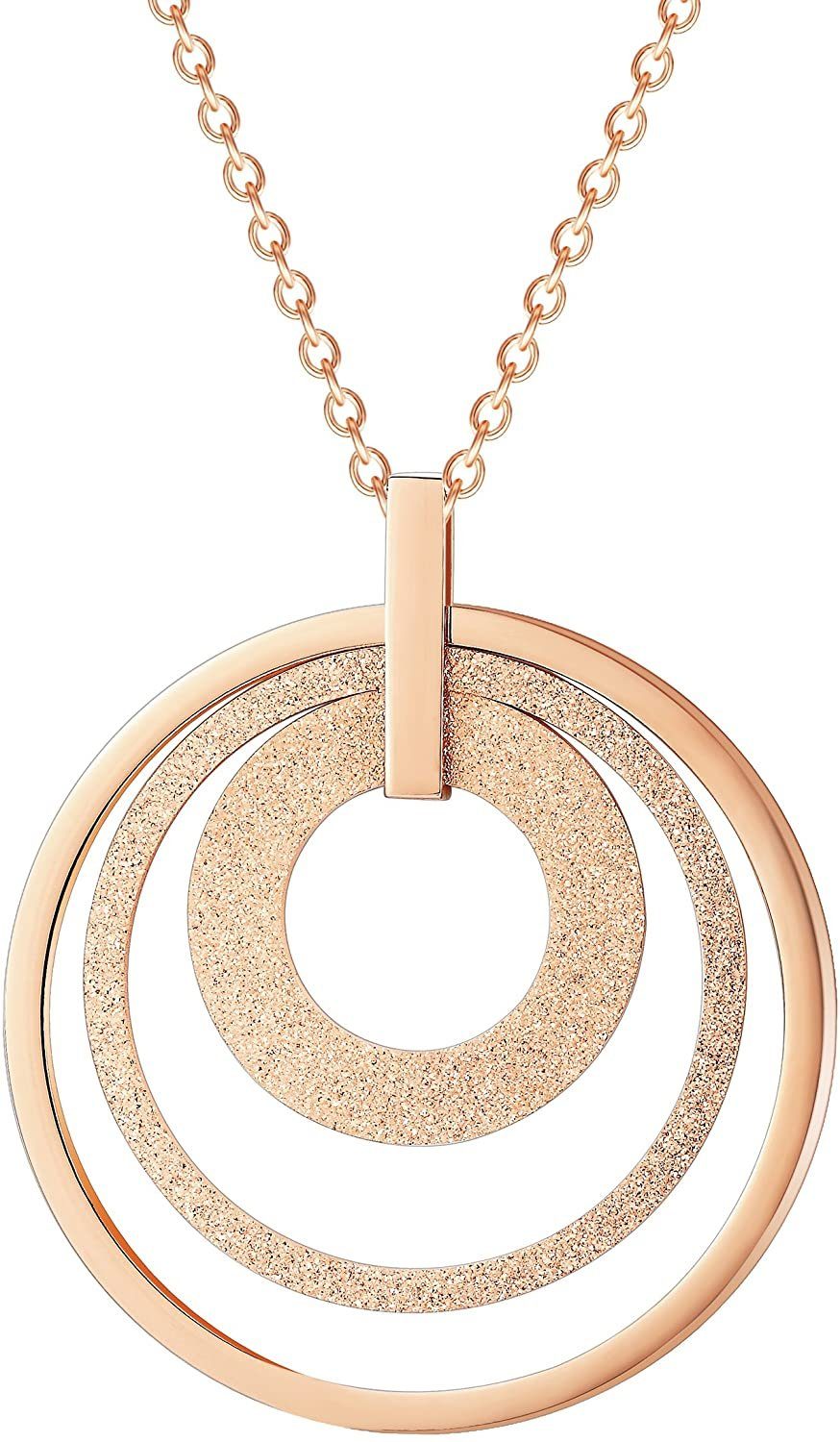 Karisma Kette mit Anhänger Karisma Damen Edelstahl Anhängerkette Collier 3 Kreise, 80cm Lang ...