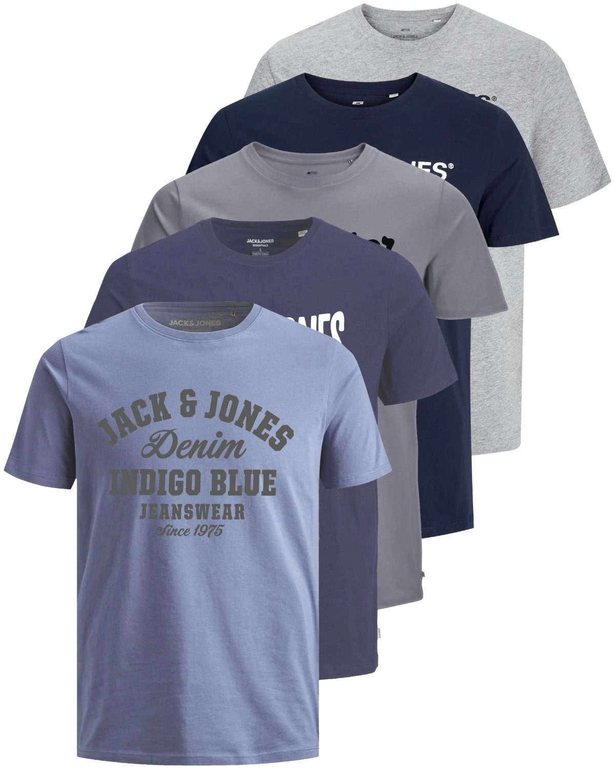 Jack & Jones Print-Shirt (Spar Set, 5er-Pack) T-Shirts mit Aufdruck aus ...