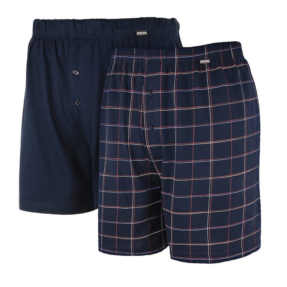 Adamo Boxershorts Übergrößen 2er Pack Boxershorts Navy Unikariert Von