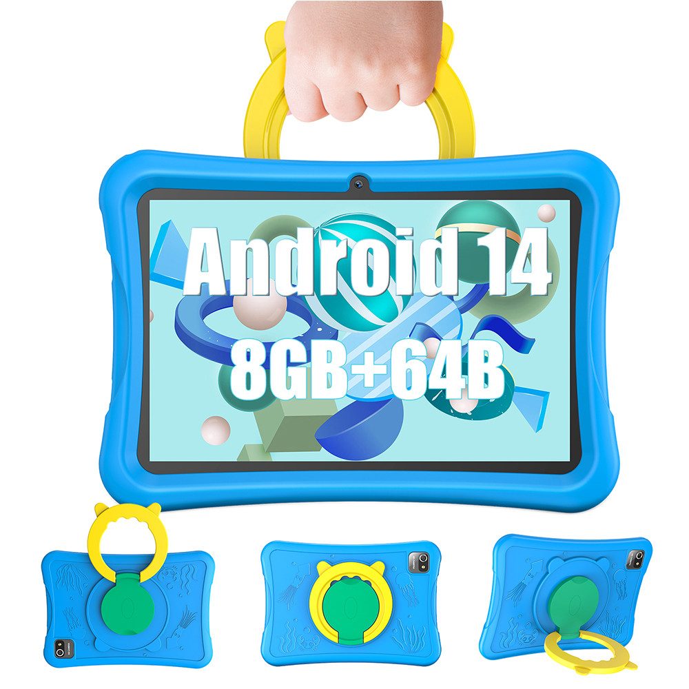 XGODY Android 14(8+64) Tablet mit Silikon-Lederhülle Tablet (10.1", 64 ...