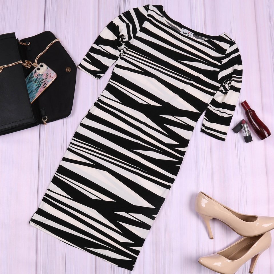 Sarciaeu Minikleid Tailliertes Kleid Schwarz Weiß John Zack S