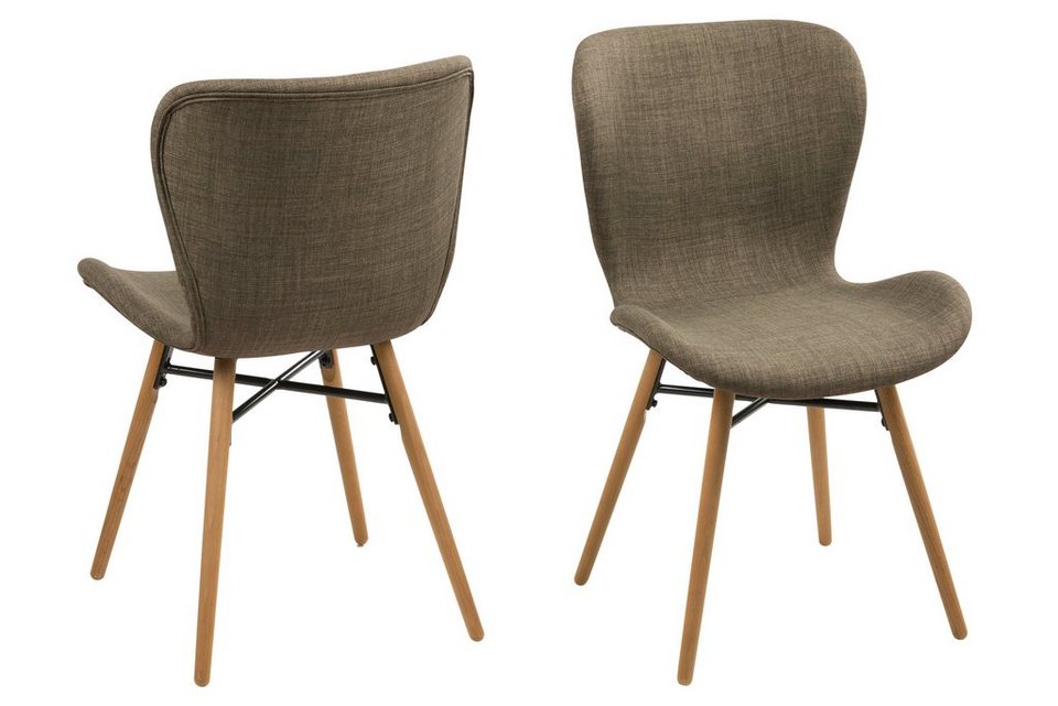 Ebuy24 Esszimmerstuhl 2er Set Bali Esszimmerstuhl Stoff Khaki Farben Und