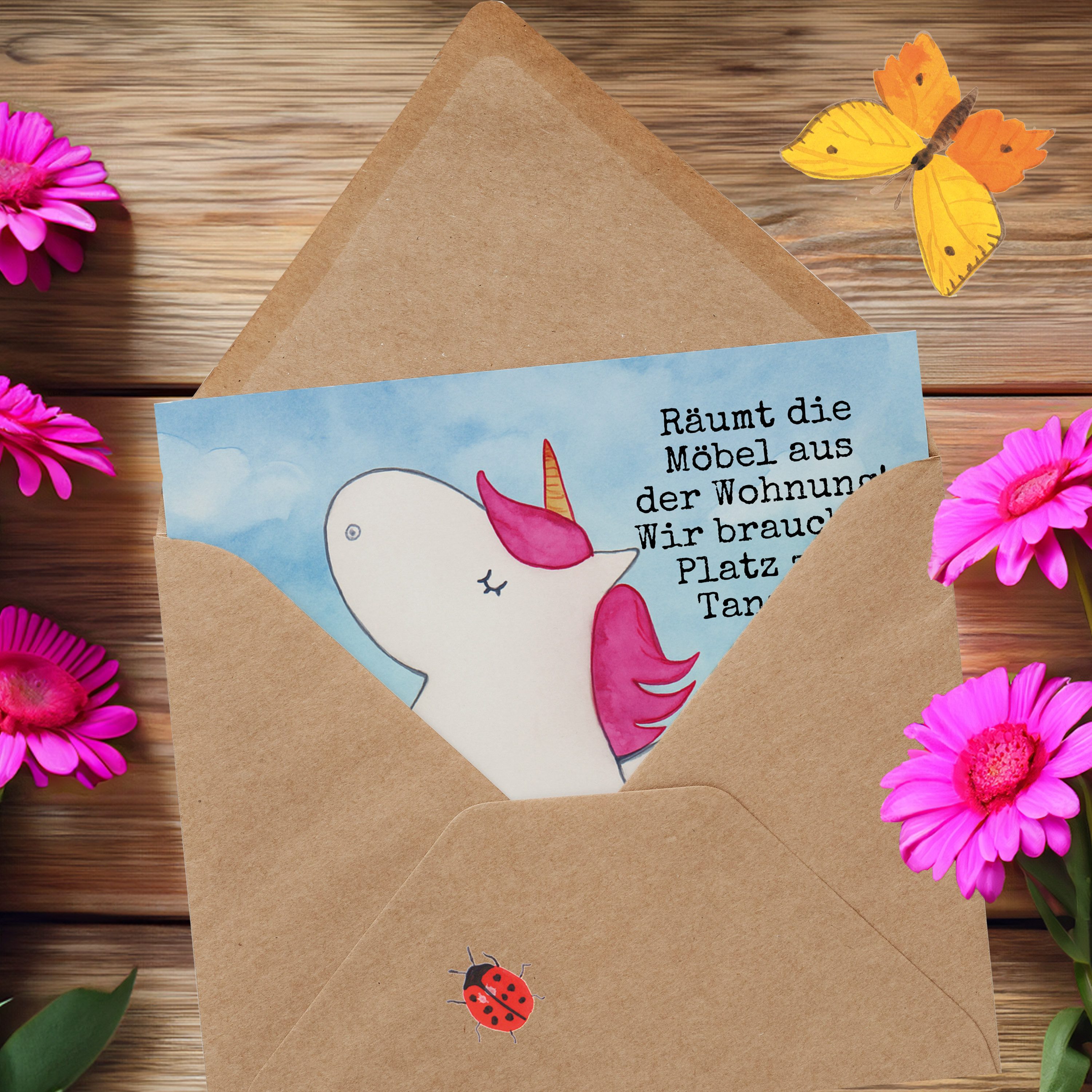 Mr. & Mrs. Panda Grußkarte Einhorn Ballerina Design - Weiß - Geschenk ...