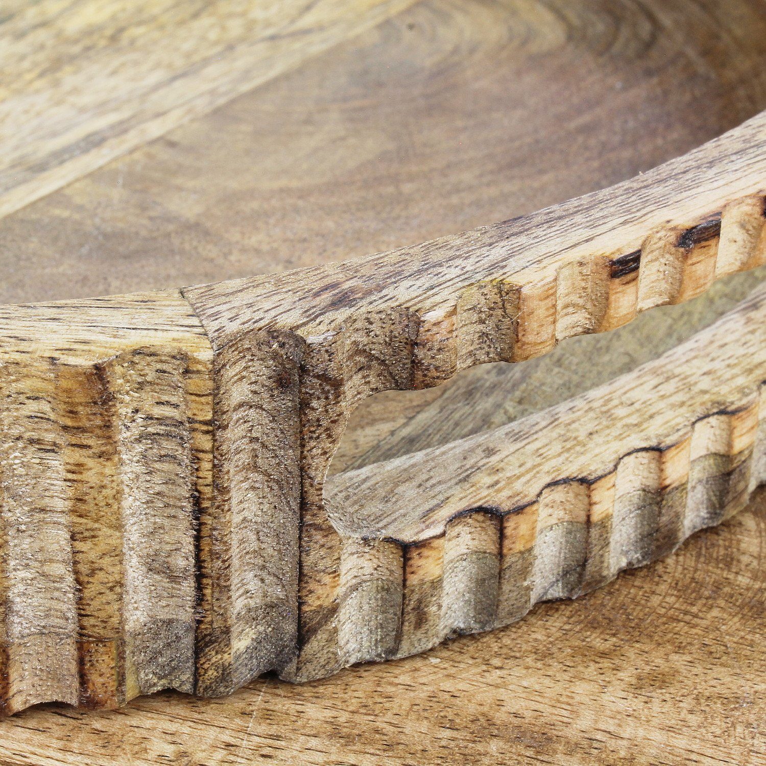 Macosa Home Dekotablett Serviertablett Holz 31 cm Tablett rund ...