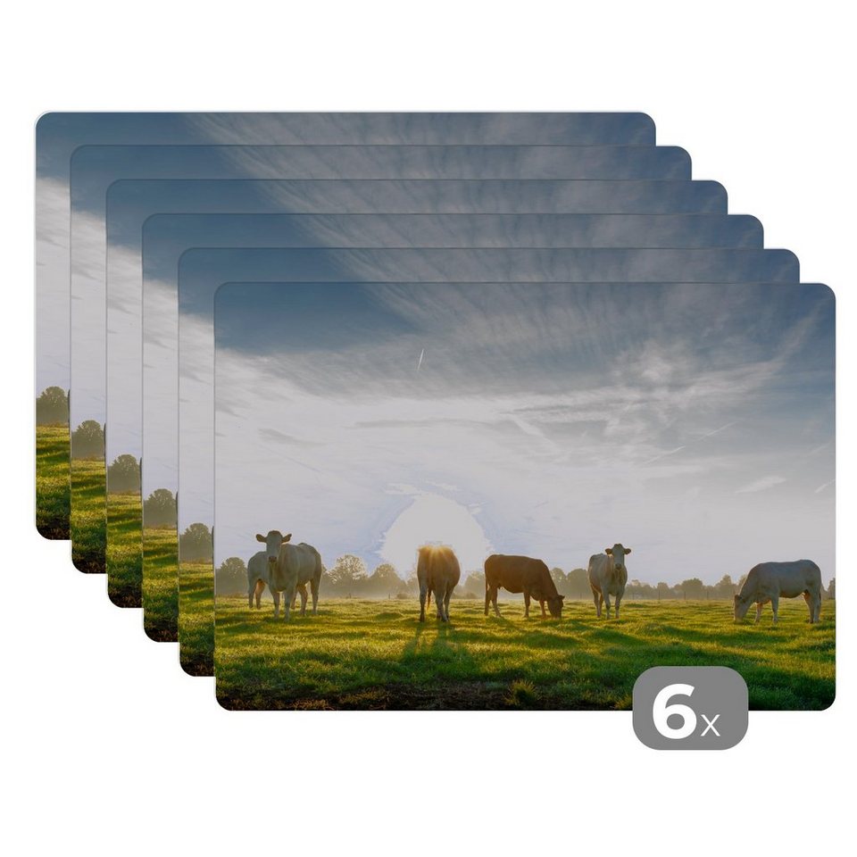 Muchowow Platzset Kühe Sonne Gras 6 St Platzset Platzdecken