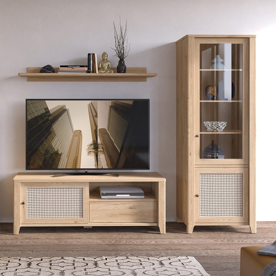 Lomadox Wohnwand Cremona 129 3 St Wohnzimmer In Eiche Nb Mit