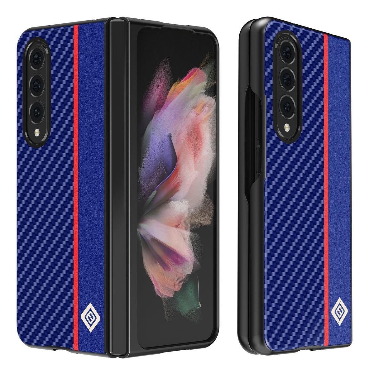 Wigento Handyhülle Für Samsung Galaxy Z Fold4 5g Carbon Kunststoff