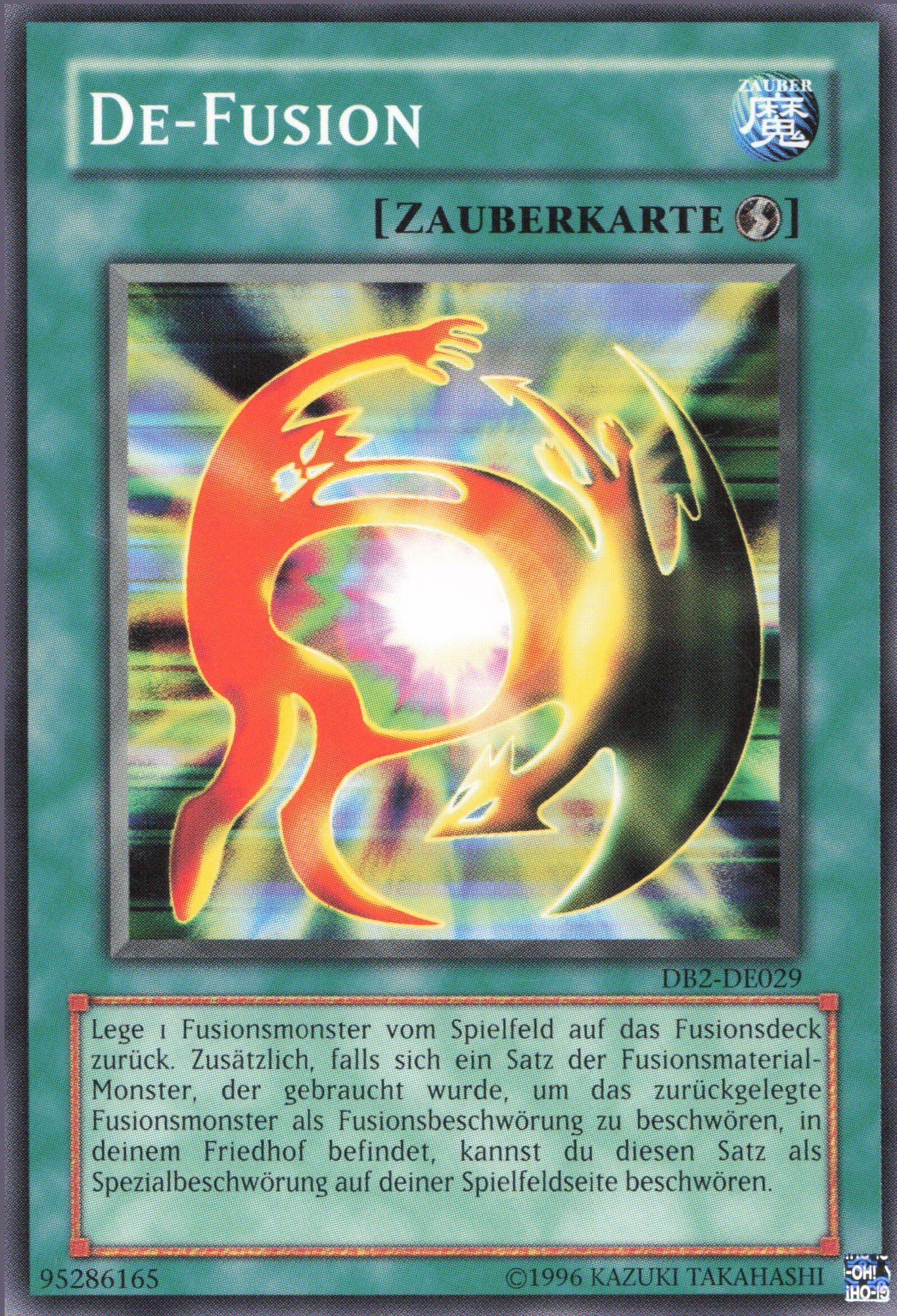 ReCollectibles Sammelkarte YuGiOh Karte De-Fusion deutsch, Yu-Gi-Oh! Karte DB2-DE029 Common