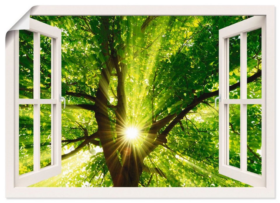 Artland Wandbild Fensterblick Sonne Strahlt Durch Baum Bäume 1