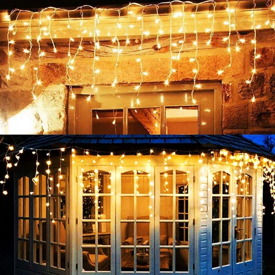 Rosnek Led Lichtervorhang 35m Solar 8 Modi Wasserdicht Für Balkon