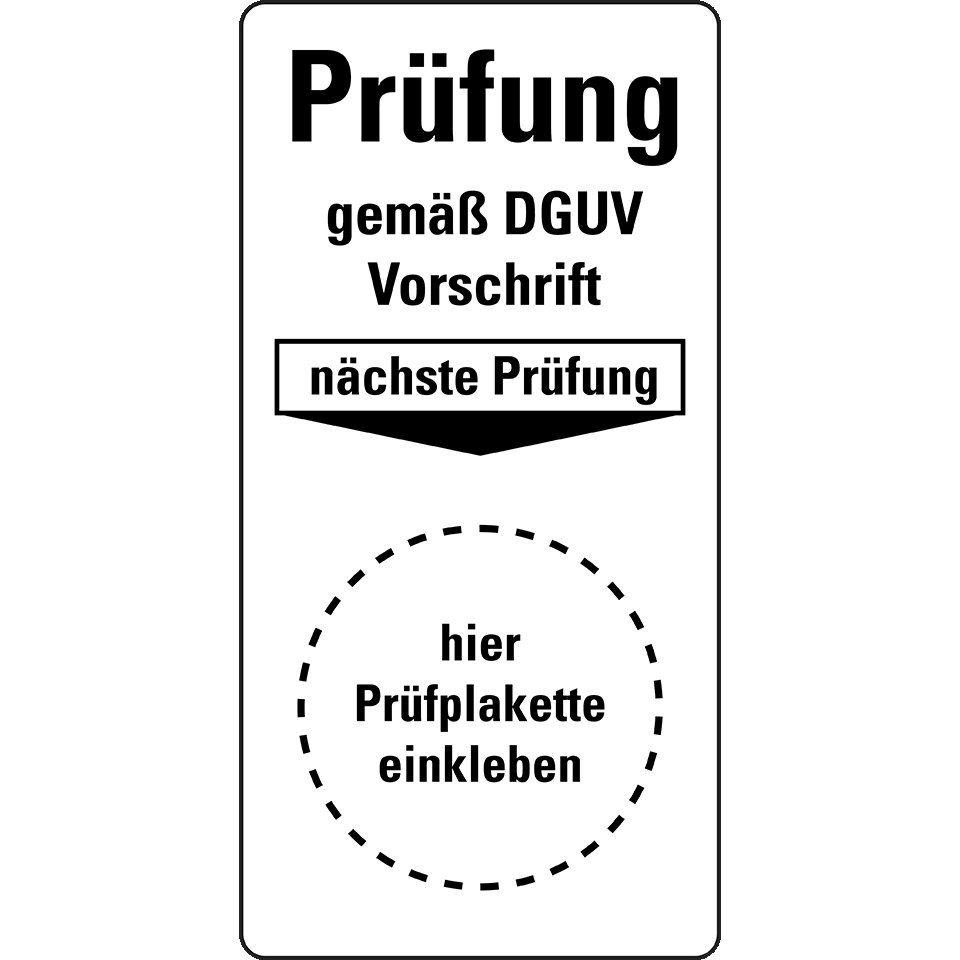König Werbeanlagen Hinweisschild Mini-Grundplakette Prüfung DGUV Vorschrift, nP., Folie ablösb ...