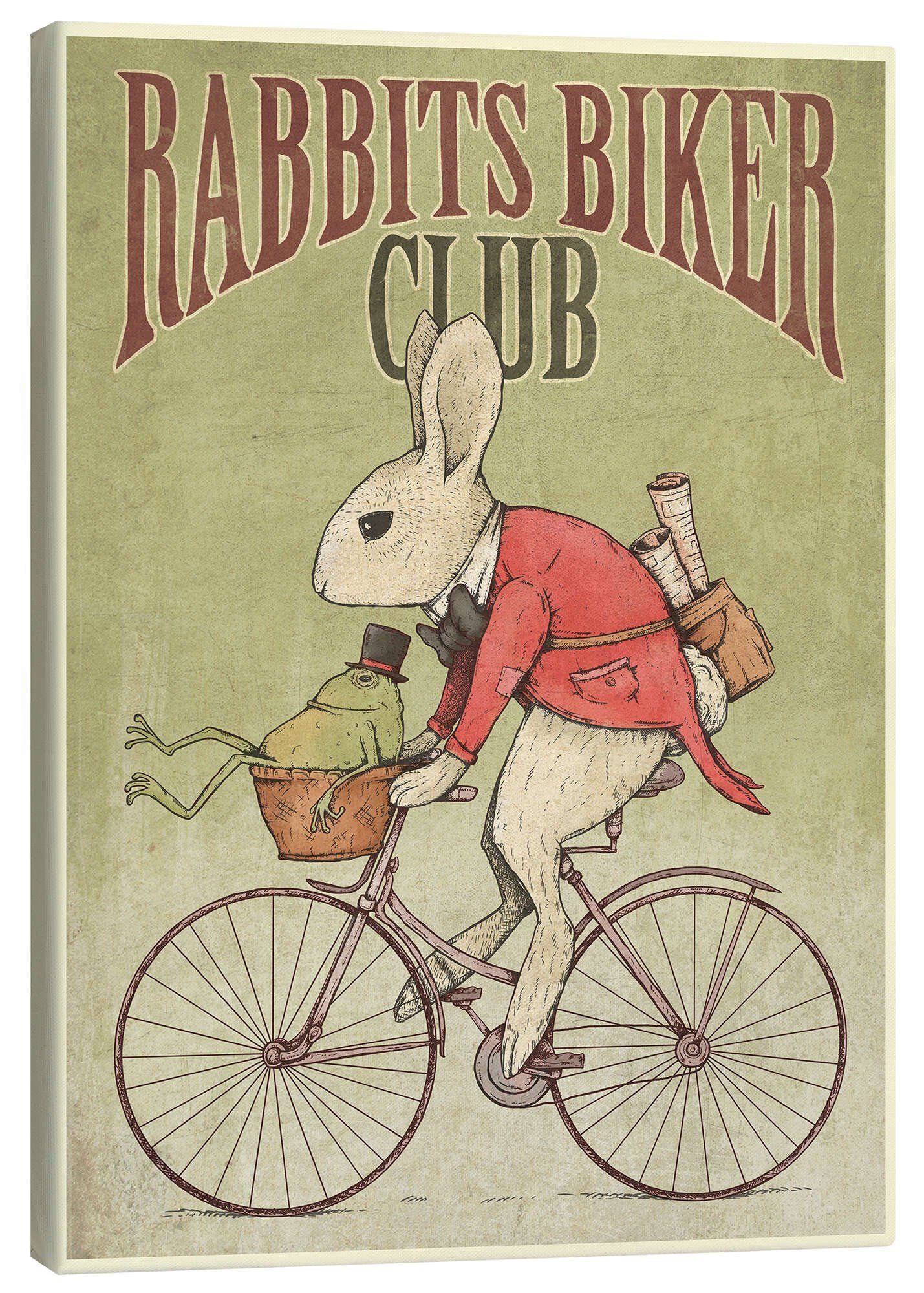 Posterlounge Leinwandbild Mike Koubou Rabbits Biker Club Kinderzimmer