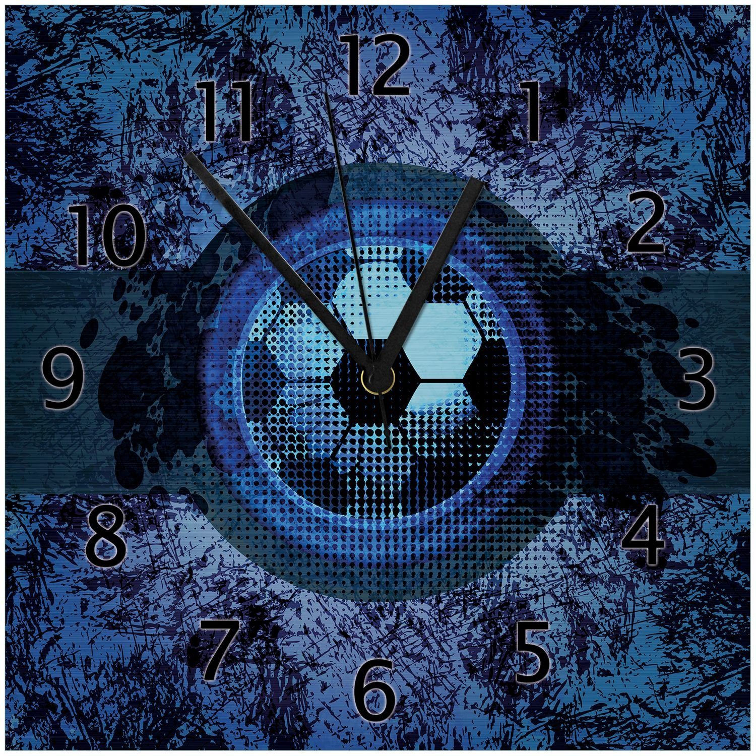 Wallario Wanduhr Fußball Design Abstraktes Muster In Blau Aluverbunduhr