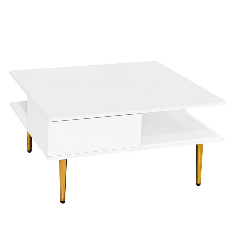 Blingbin Couchtisch Quadratischer Couchtisch In Hochglanz 70 X 70 X 36