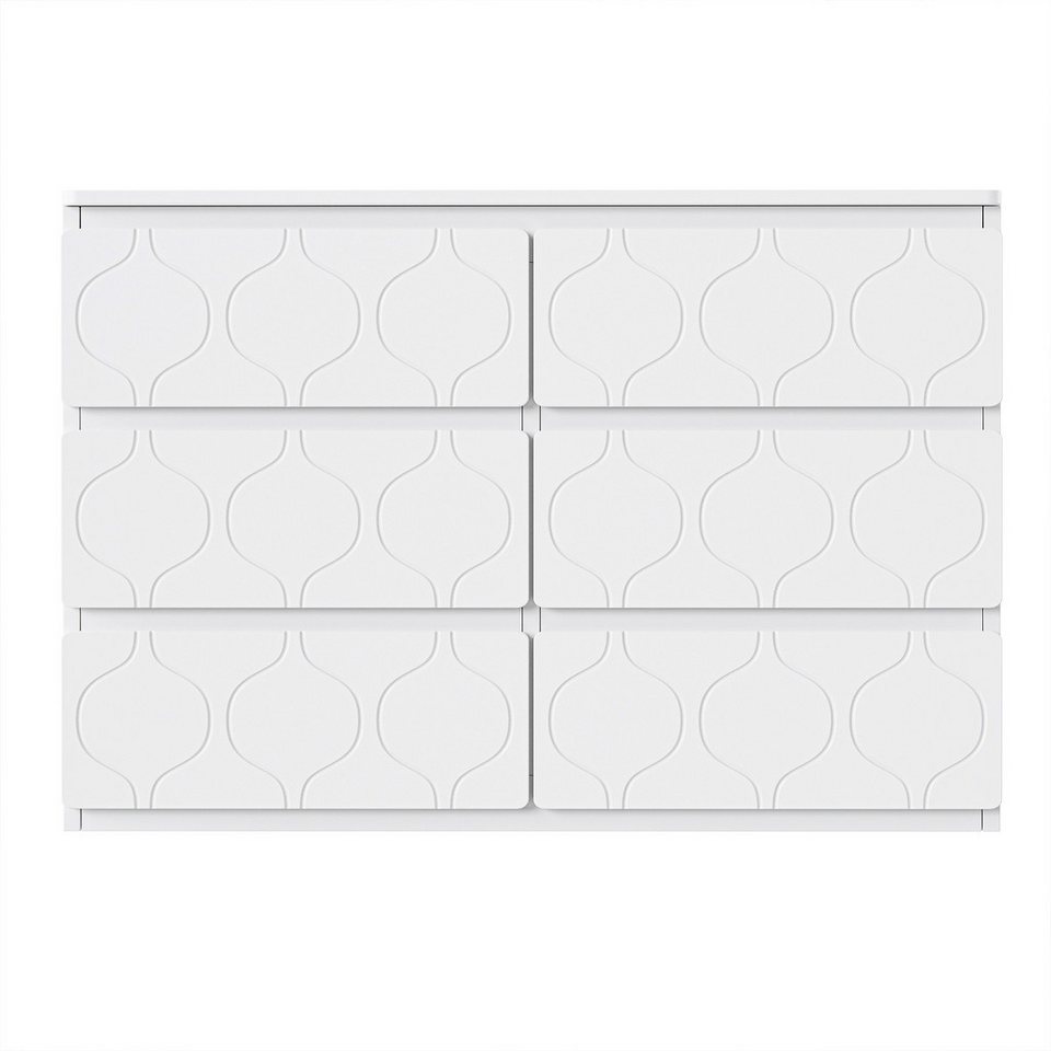 Flieks Kommode Stauraumschrank Sideboard Mit 6 Schubladen 110x40x72cm