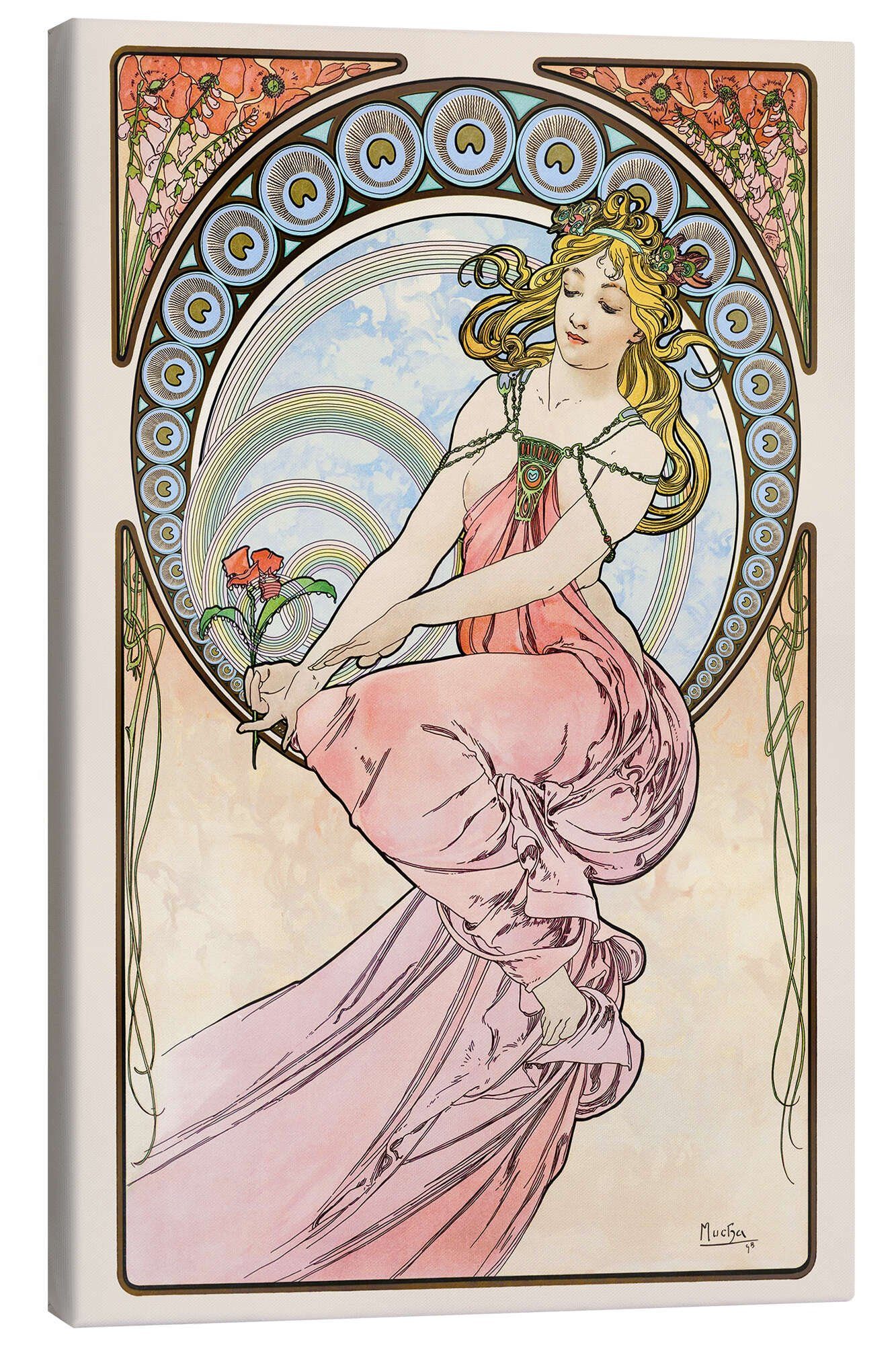 Posterlounge Leinwandbild Alfons Mucha, Die Vier Künste - Malerei, Vintage Malerei