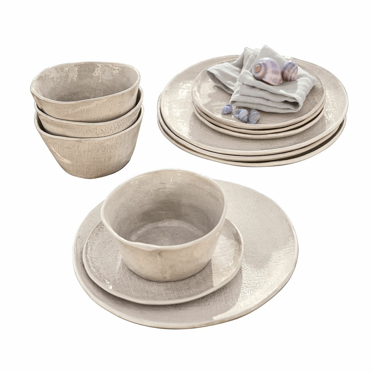 Mirabeau Geschirr Set Geschirr 12er Set Luganville Beige Steinzeug