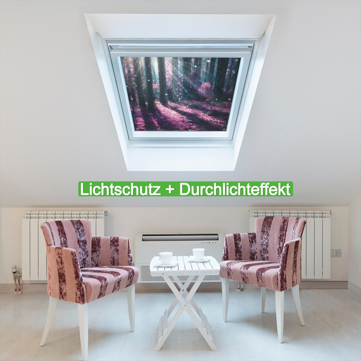 Wallario Sonnenschutz Fantasie im Wald - Pinke Blumen in der Sonne ...