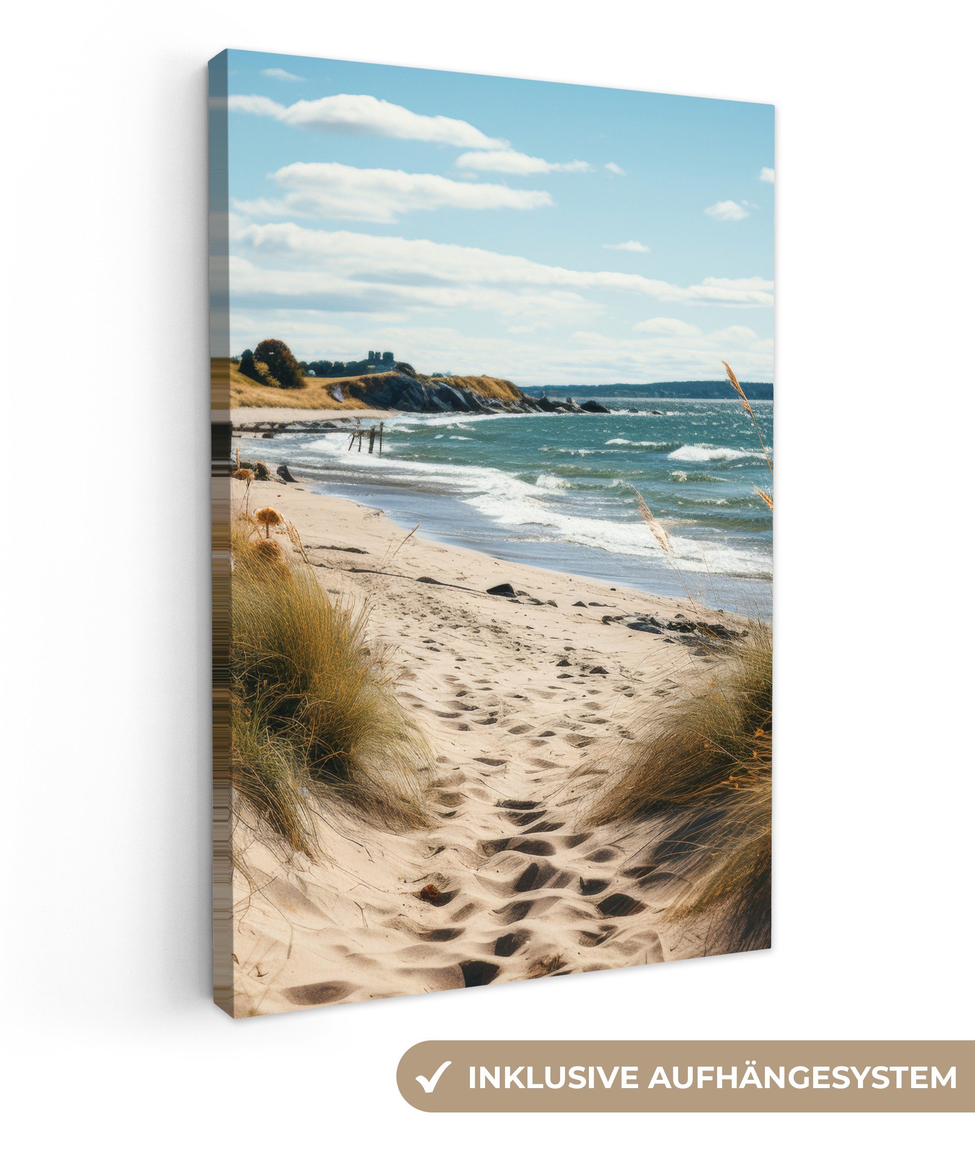 OneMillionCanvasses® Leinwandbild Strand - Dünen - Strandhafer - Meer - Sand, Fotodruck (1 St ...