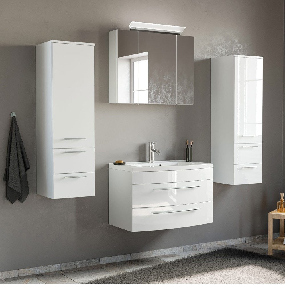 Lomadox Badmöbel Set Maputo 02 Spar Set 5 St Weiß Mit 80cm