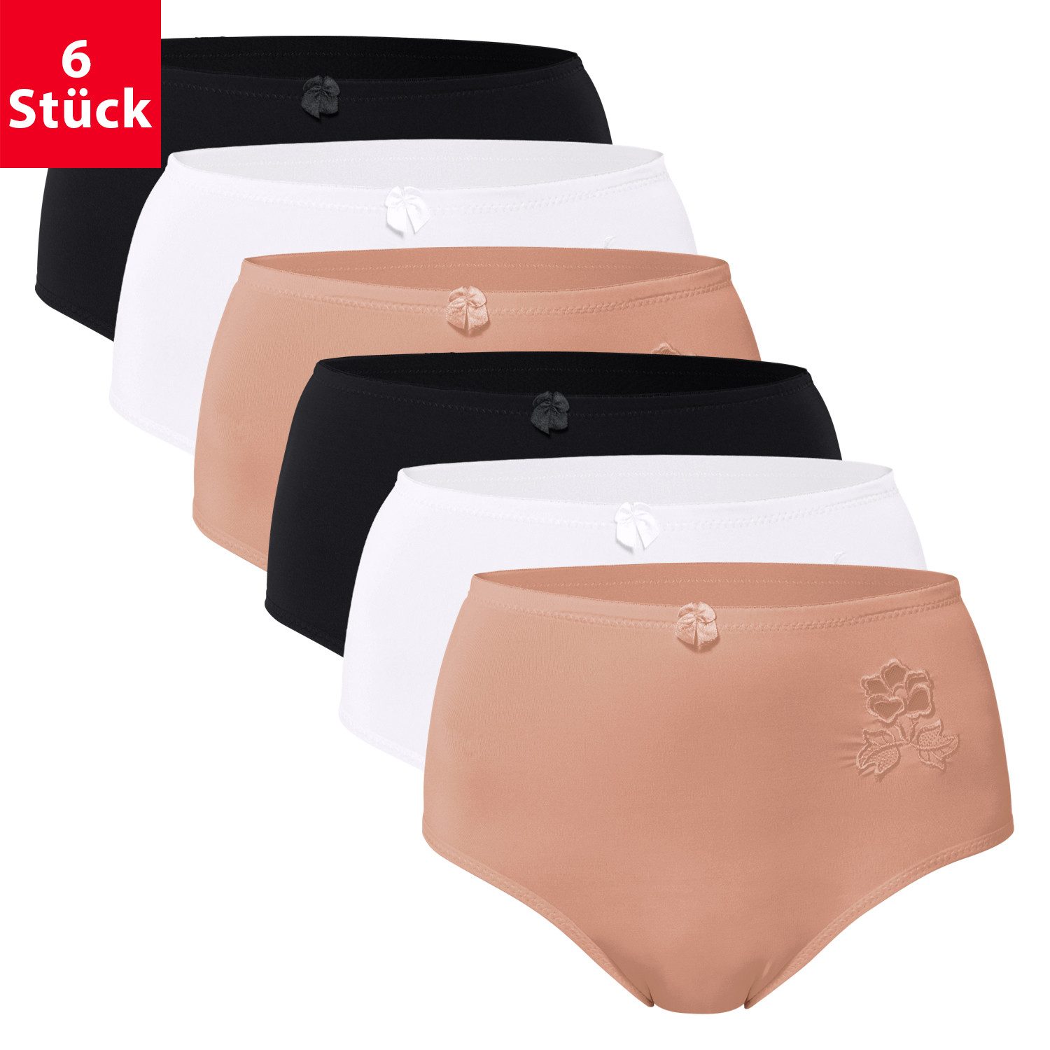 celodoro Slip Damen Taillenslip (6er Pack) Microfaser-Slip mit Stickerei