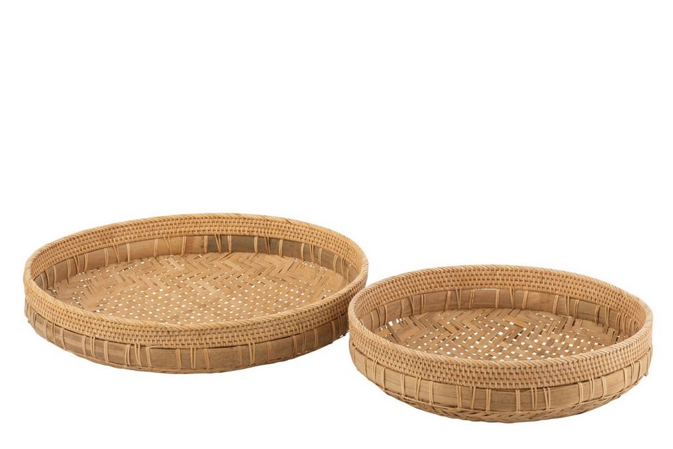 Gilde Dekoobjekt Exquisites 2er Set Runde Rattan Schalen In Naturell