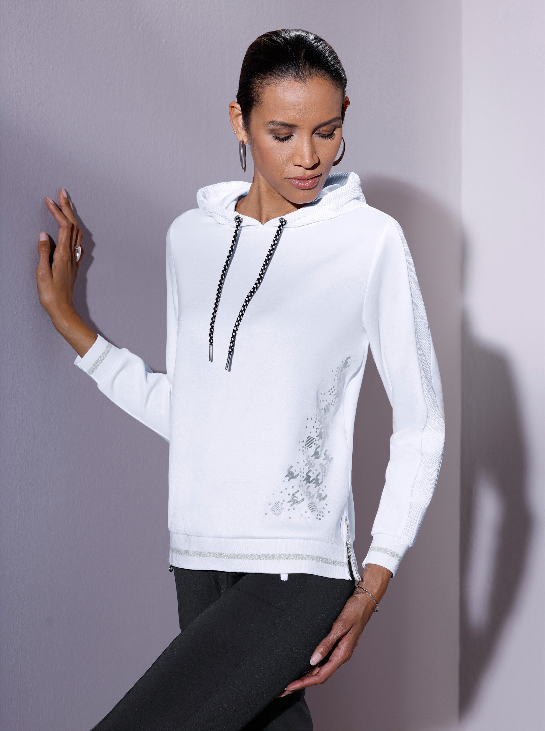 creation L Sweater Kapuzensweatshirt, Netz-Optik