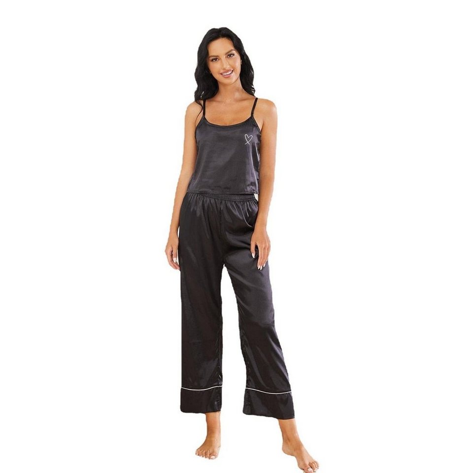 Aukuu Pyjama Pyjamas Pyjamas Für Damen Sommer Set Aus Seidenimitat