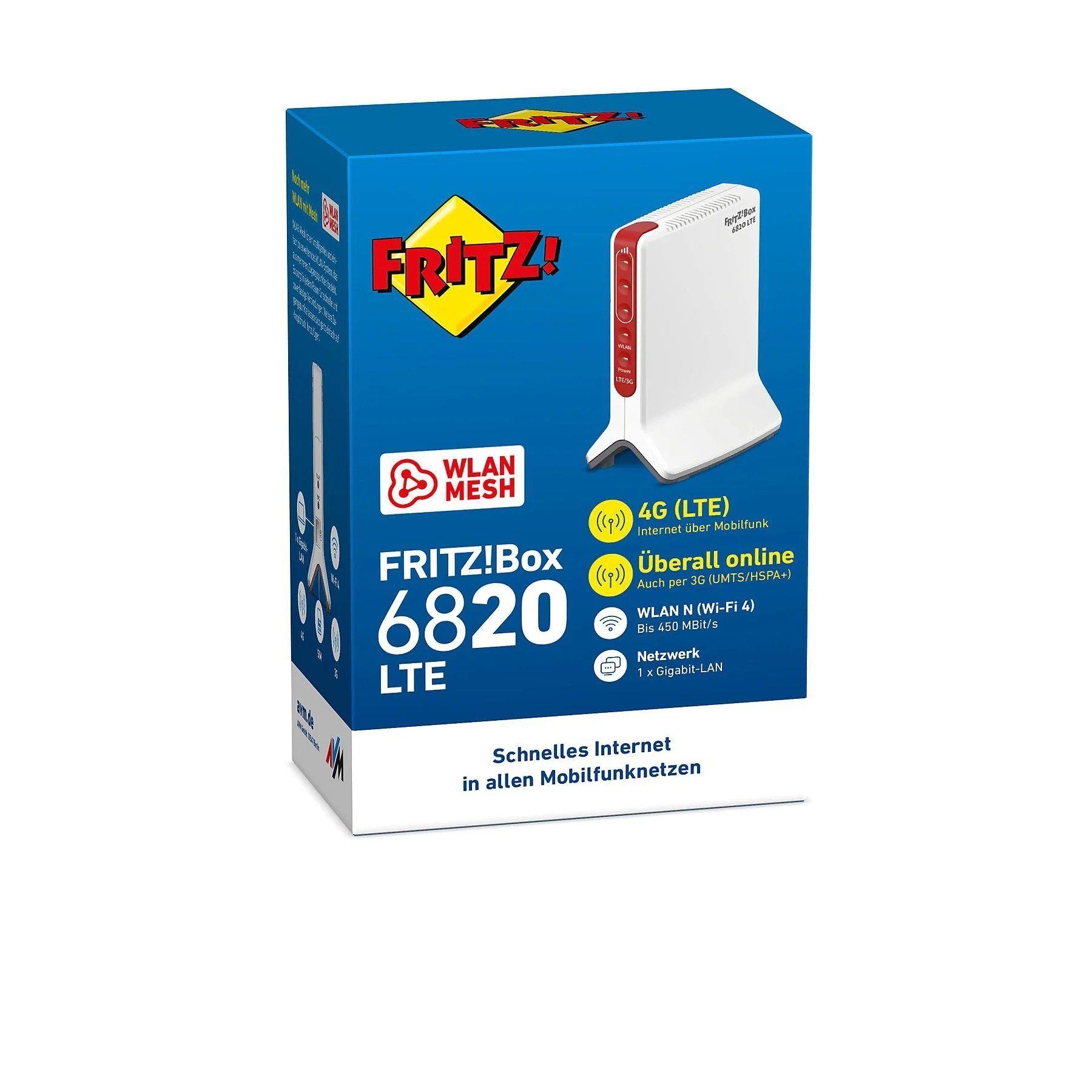 AVM FRITZ!Box 6820 LTE WLAN Mesh Router 450 Mbit/s 4G/LTE-Router, SIM ...