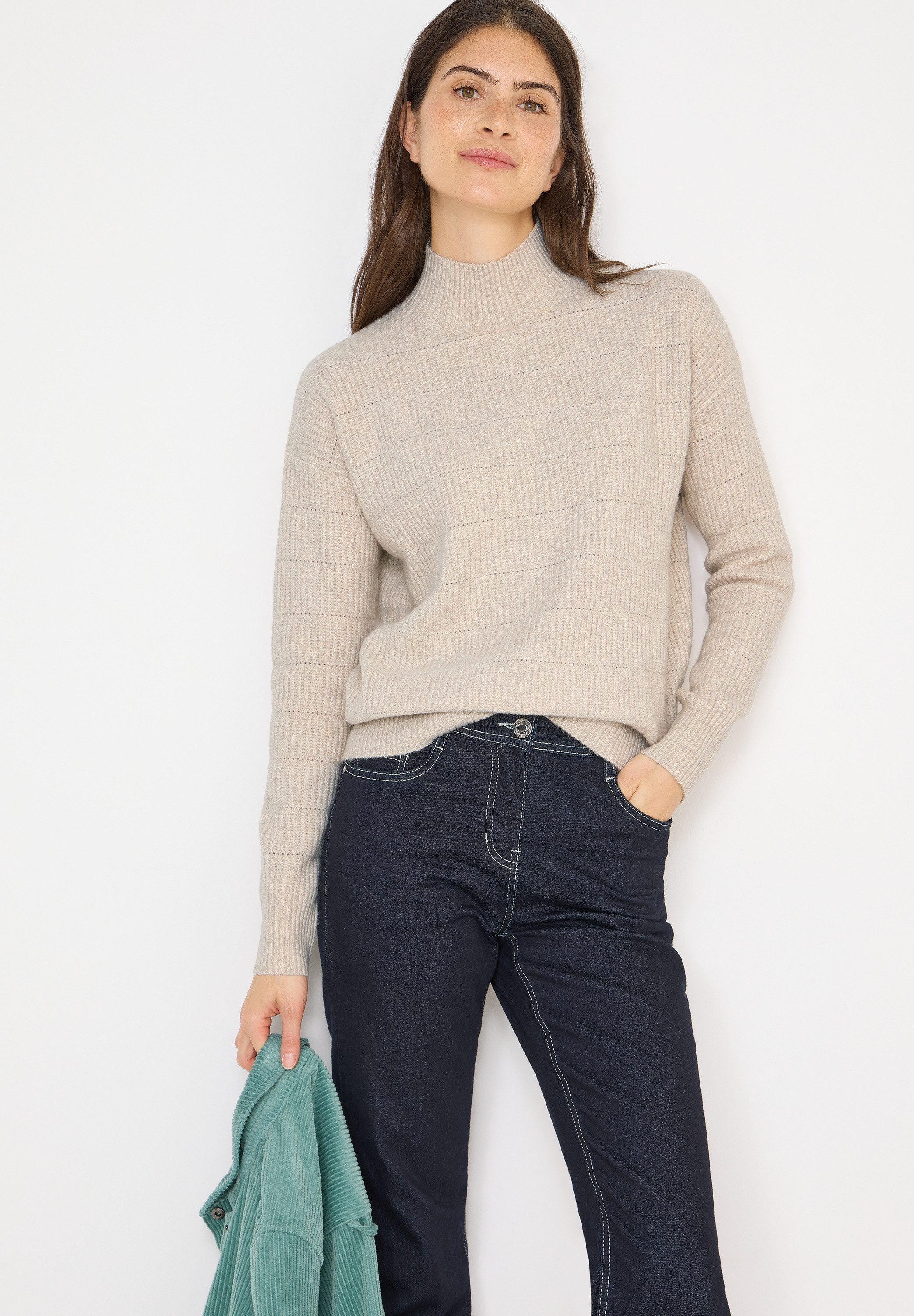 CECIL Stehkragenpullover mit Stehkragen und Loch-Design, Pulli mit ...