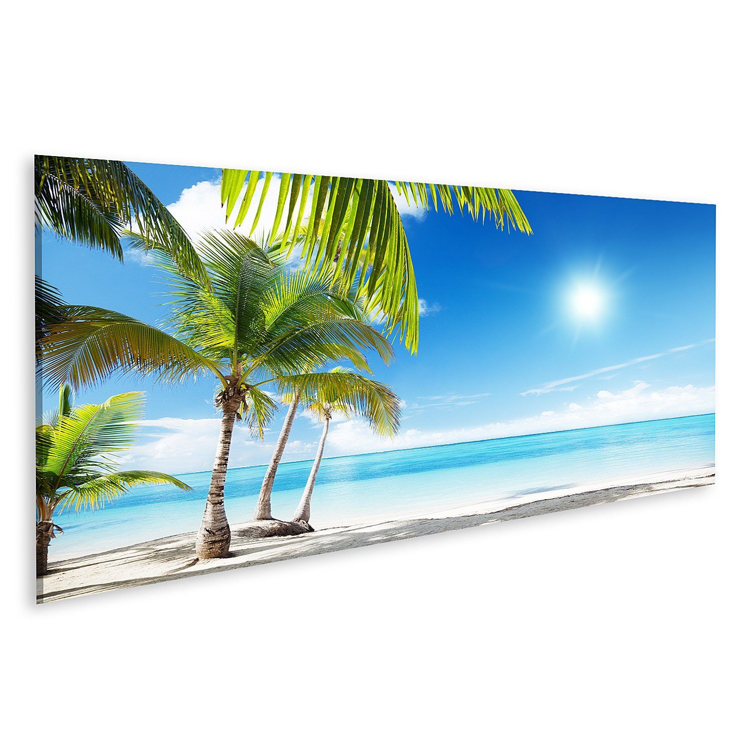islandburner Leinwandbild Bild auf Leinwand Karibisches Meer und Kokosnusspalmen Wandbild Poster