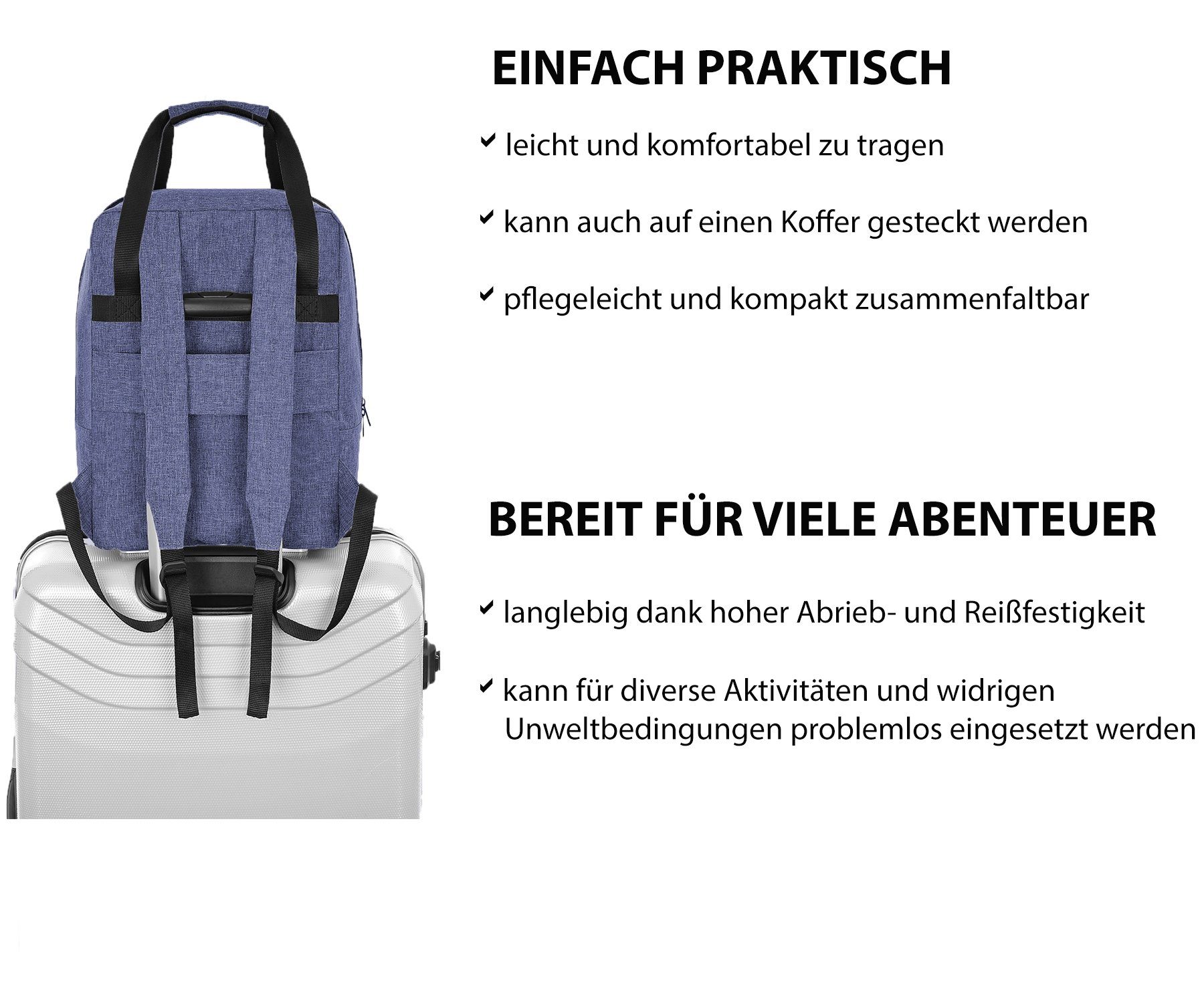 Granori Reiserucksack 2-in-1 leichte Damen Handgepäck Tasche 40x30x25 ...