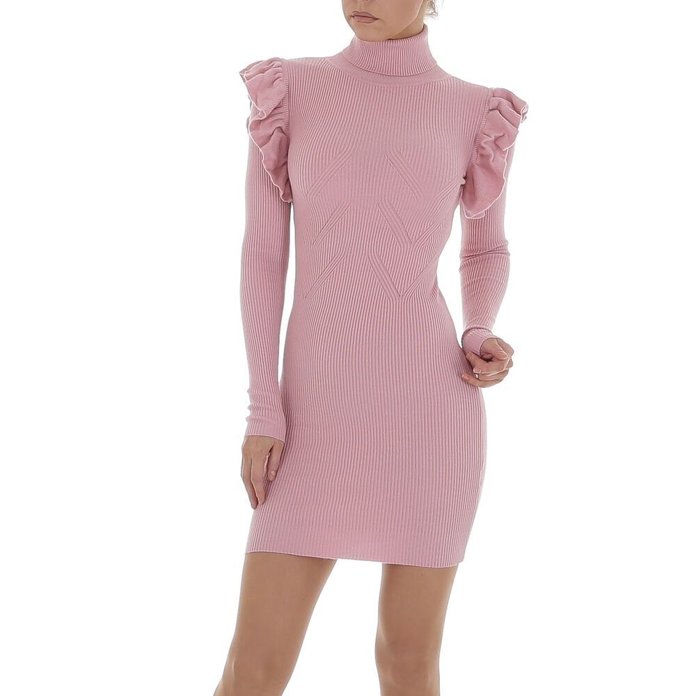 Ital Design Strickkleid Damen Freizeit Volants Stretch Strickoptik