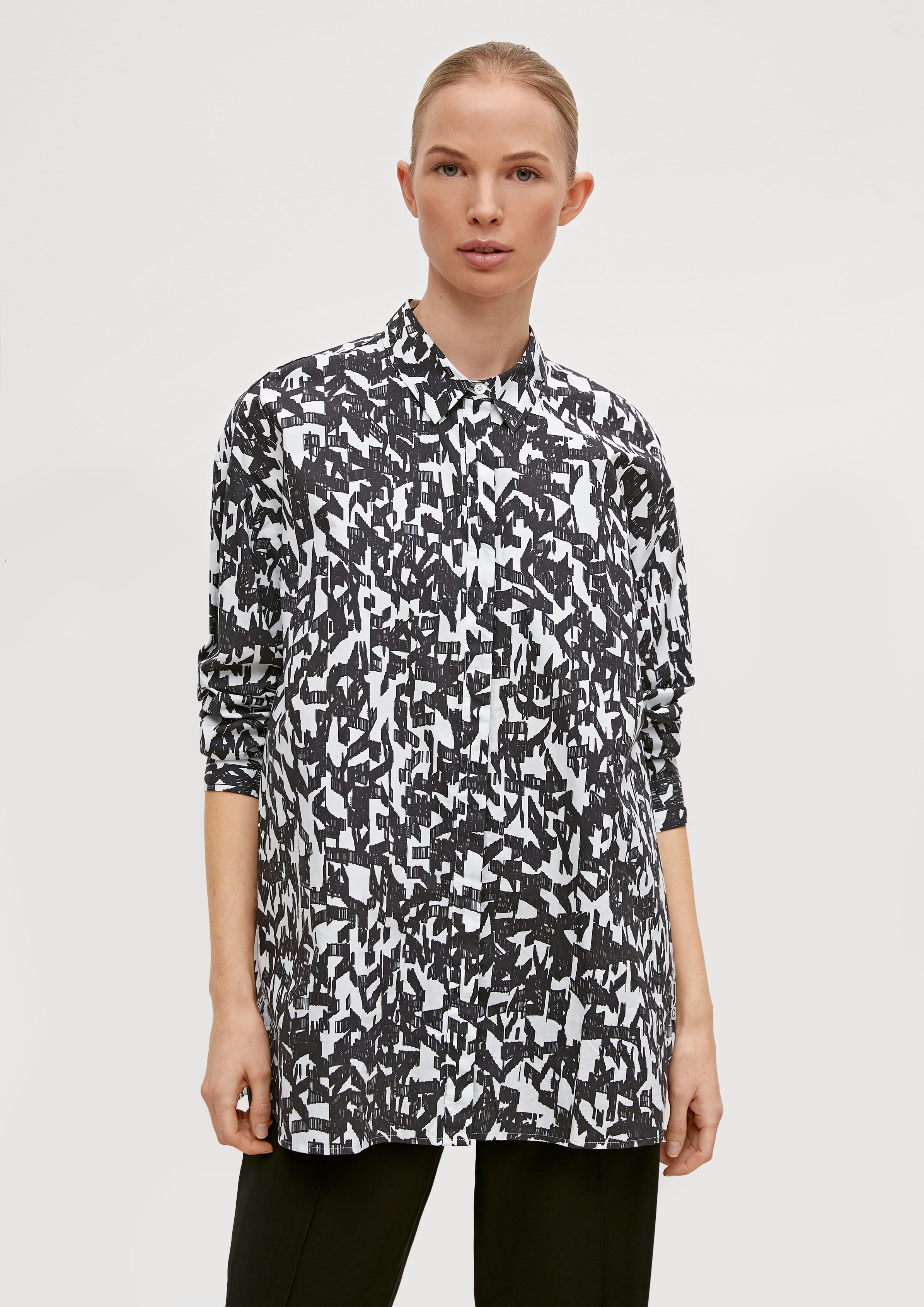Comma Casual Identity Langarmbluse Longbluse Aus Popeline Applikation