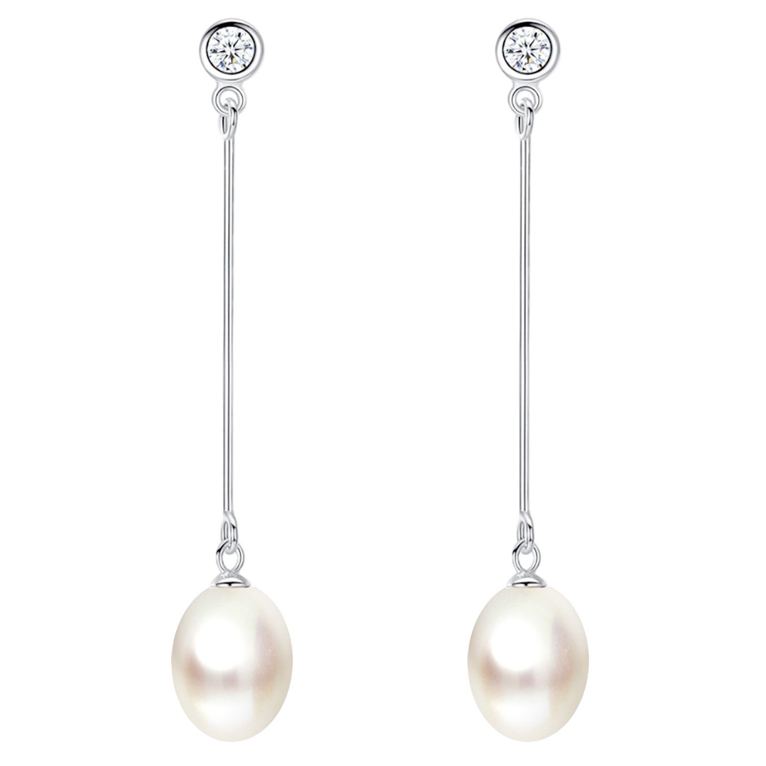 LÖB Perlenohrringe »Ohrstecker 925 Silber Zuchtperlen Zirkonia Tropfen«, Damen Perlenohrringe ...