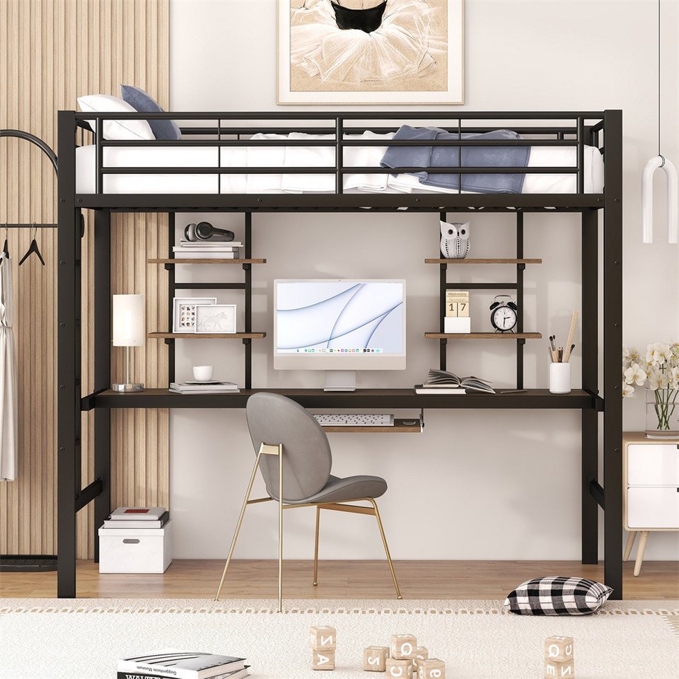 Xdeer Jugendbett Bettgestell Metallbett Eisenbett Hochbett Mit