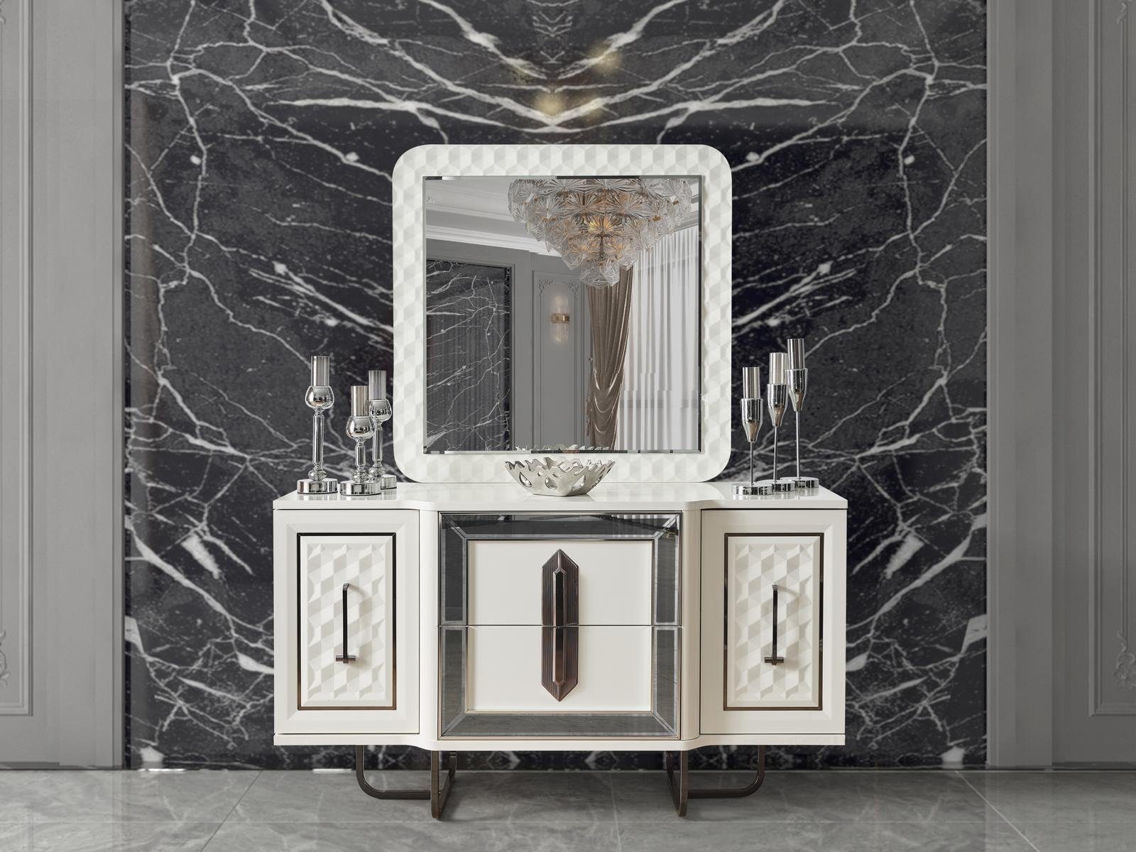 Jvmoebel Kommode Sideboard Weiße Kommode Konsolen Tisch Spiegel 2tlg