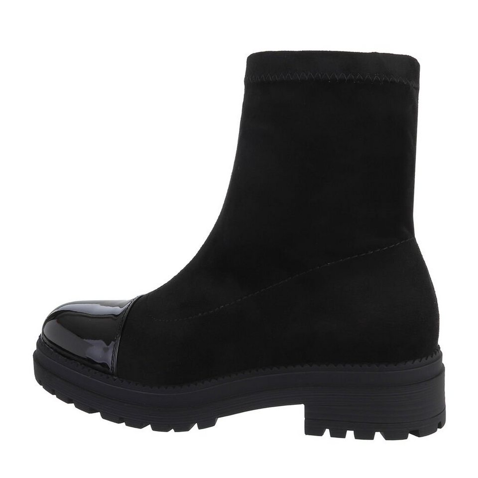 Ital Design Damen Freizeit Stiefelette Blockabsatz Plateaustiefeletten