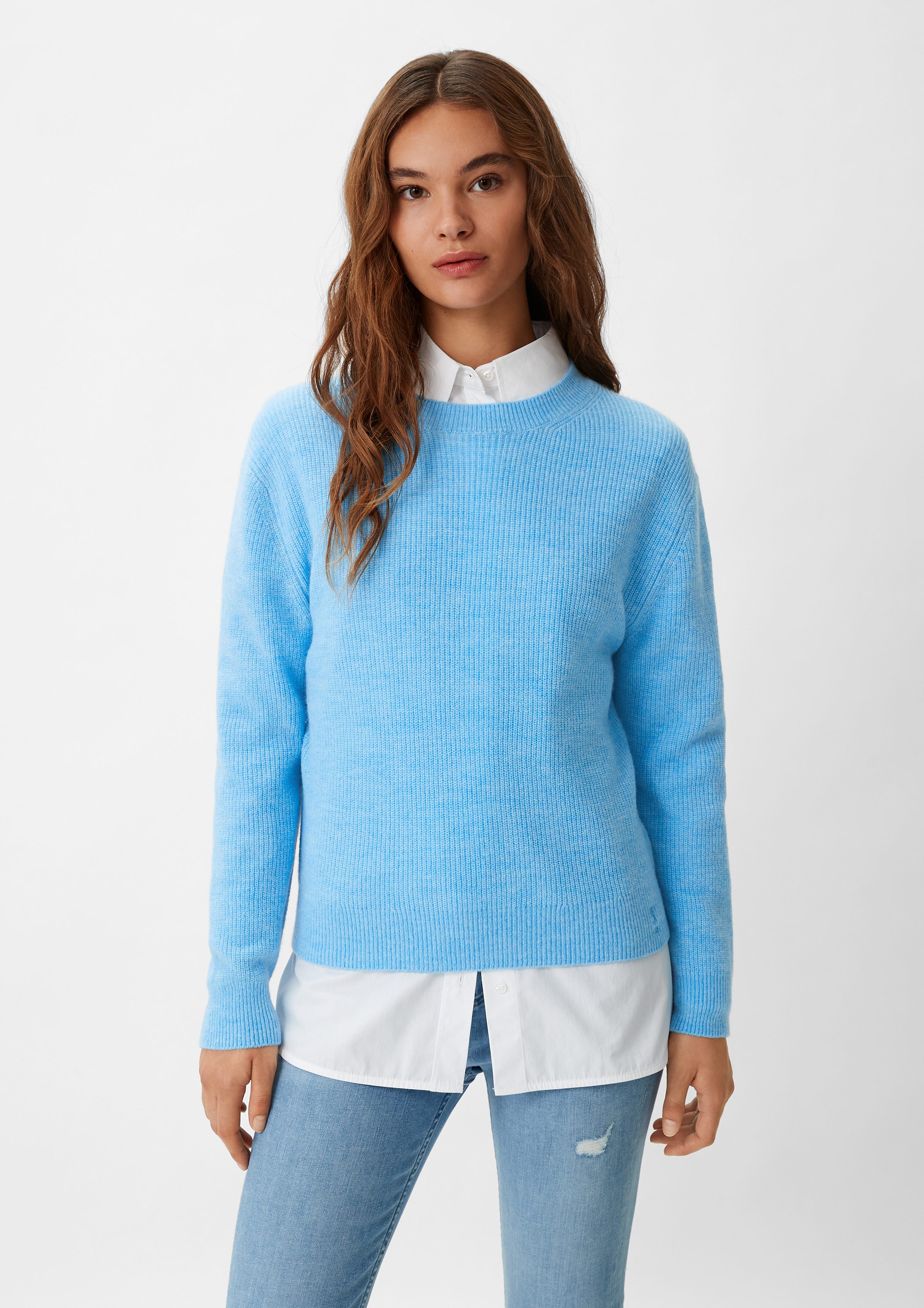 Comma Casual Identity Langarmshirt Strickpullover Aus Wollmix Logo