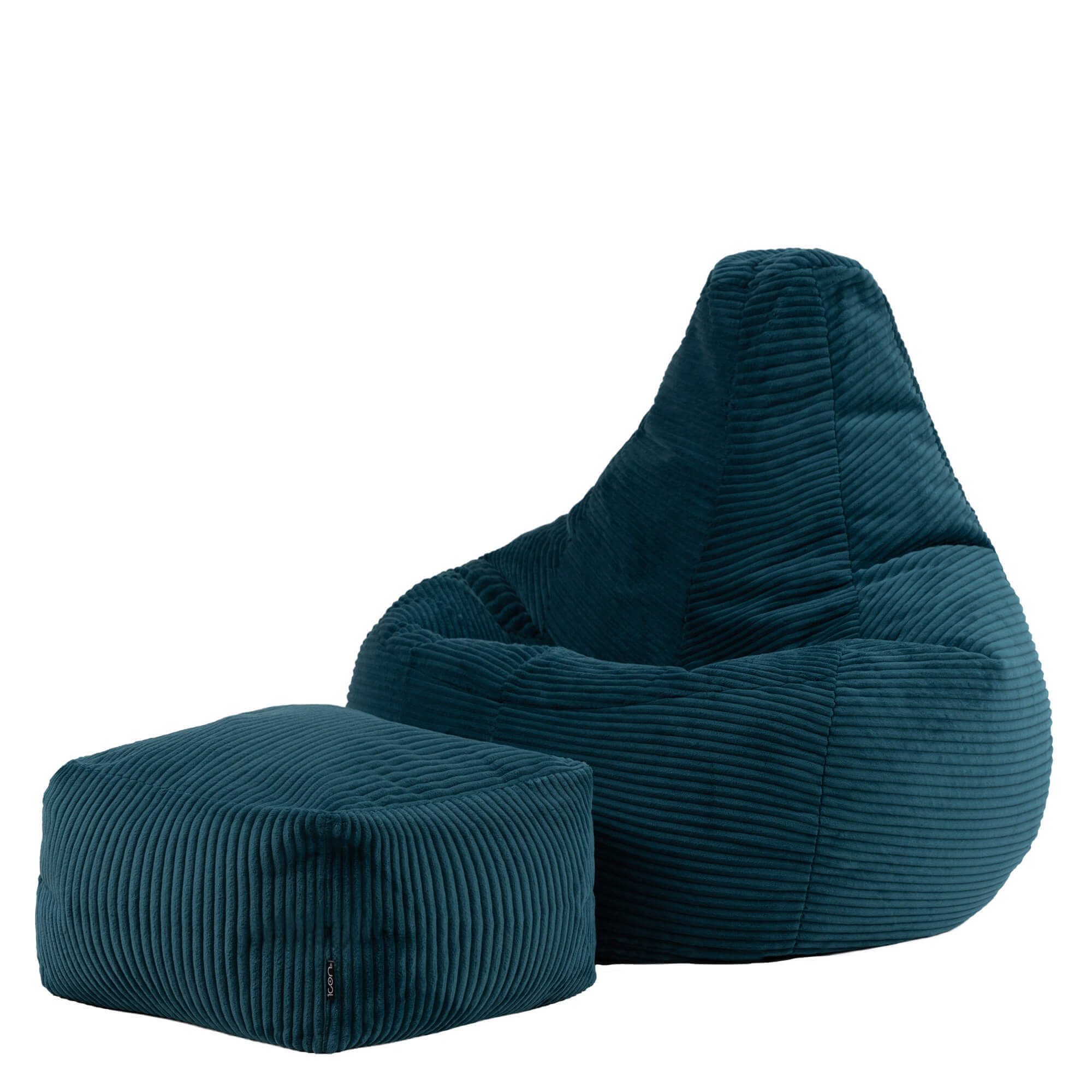 icon Sitzsack Sessel mit Rückenlehne aus Cord „Dalton“ mit Hocker (Spar ...