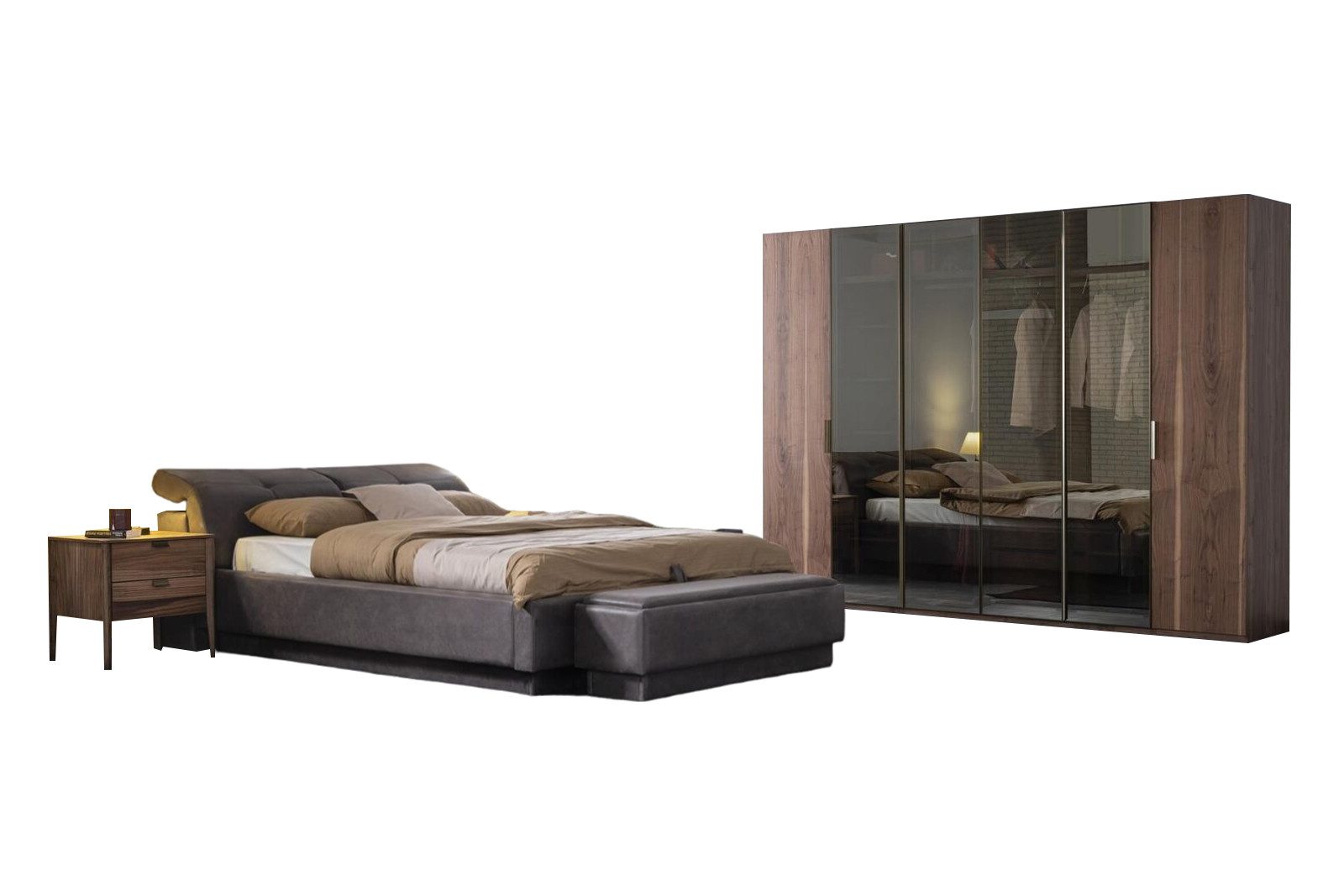 Jvmoebel Schlafzimmer Set Schlafzimmer Set Möbel Bett 2x Nachttisch