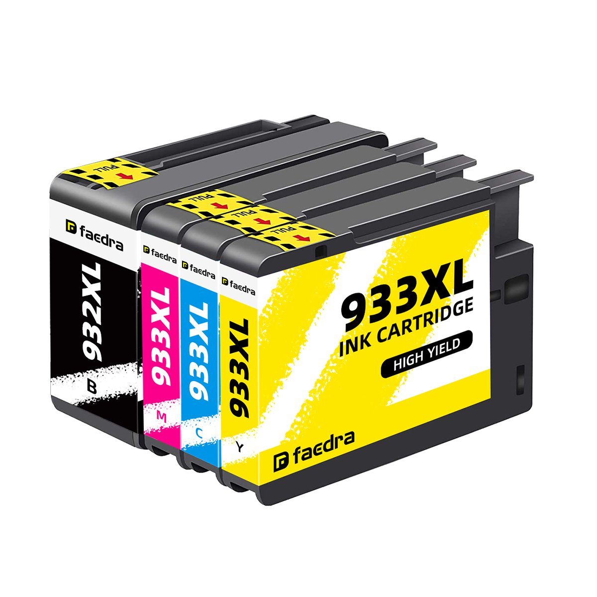 faedra HP Tinte 932XL 933XL Pack 4 Stück für HP Officejet 6100 6600 6700 7110 Tintenpatrone ...