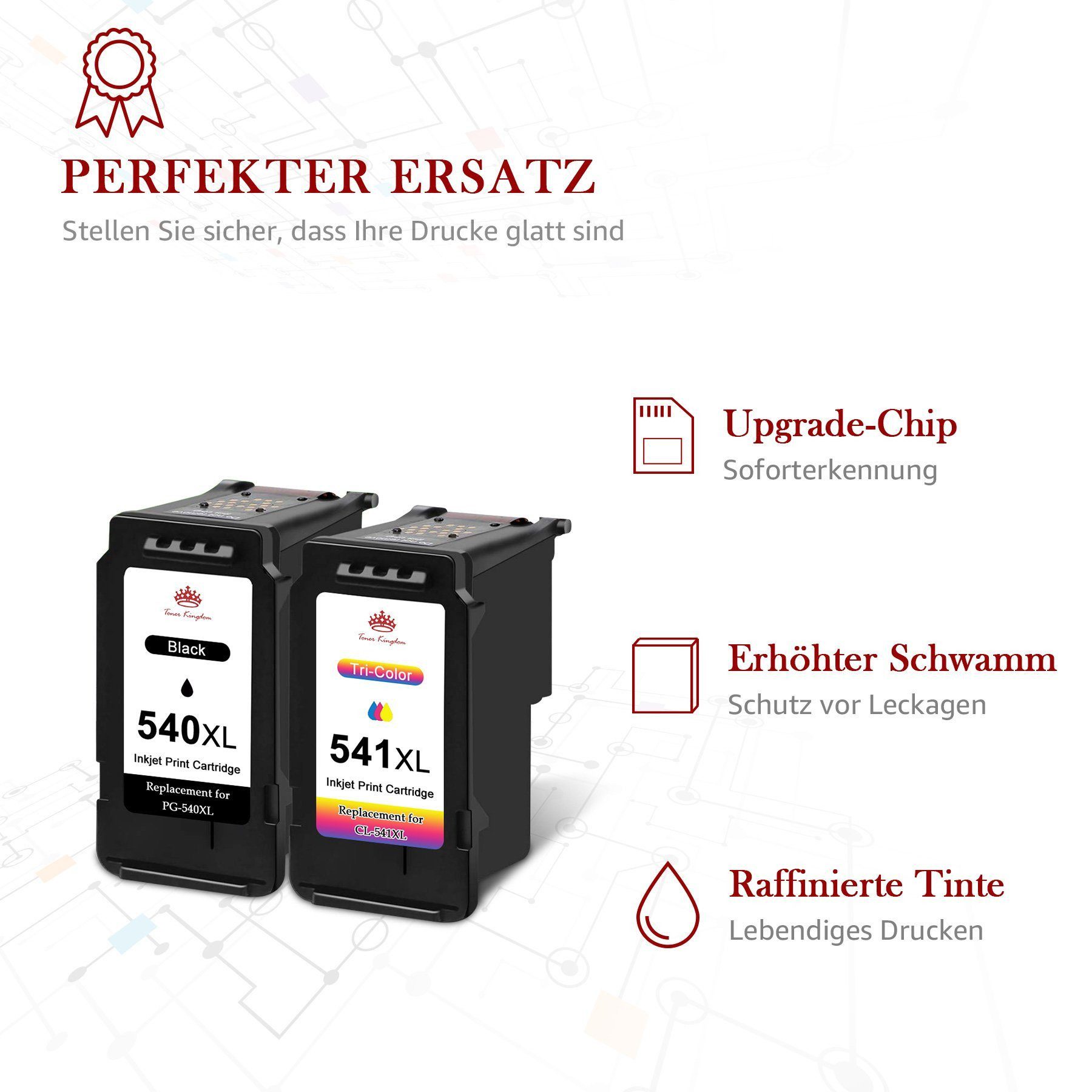 Toner Kingdom 2er pack für Canon PG-540XL CL-541XL TS5150 TS5151 ...