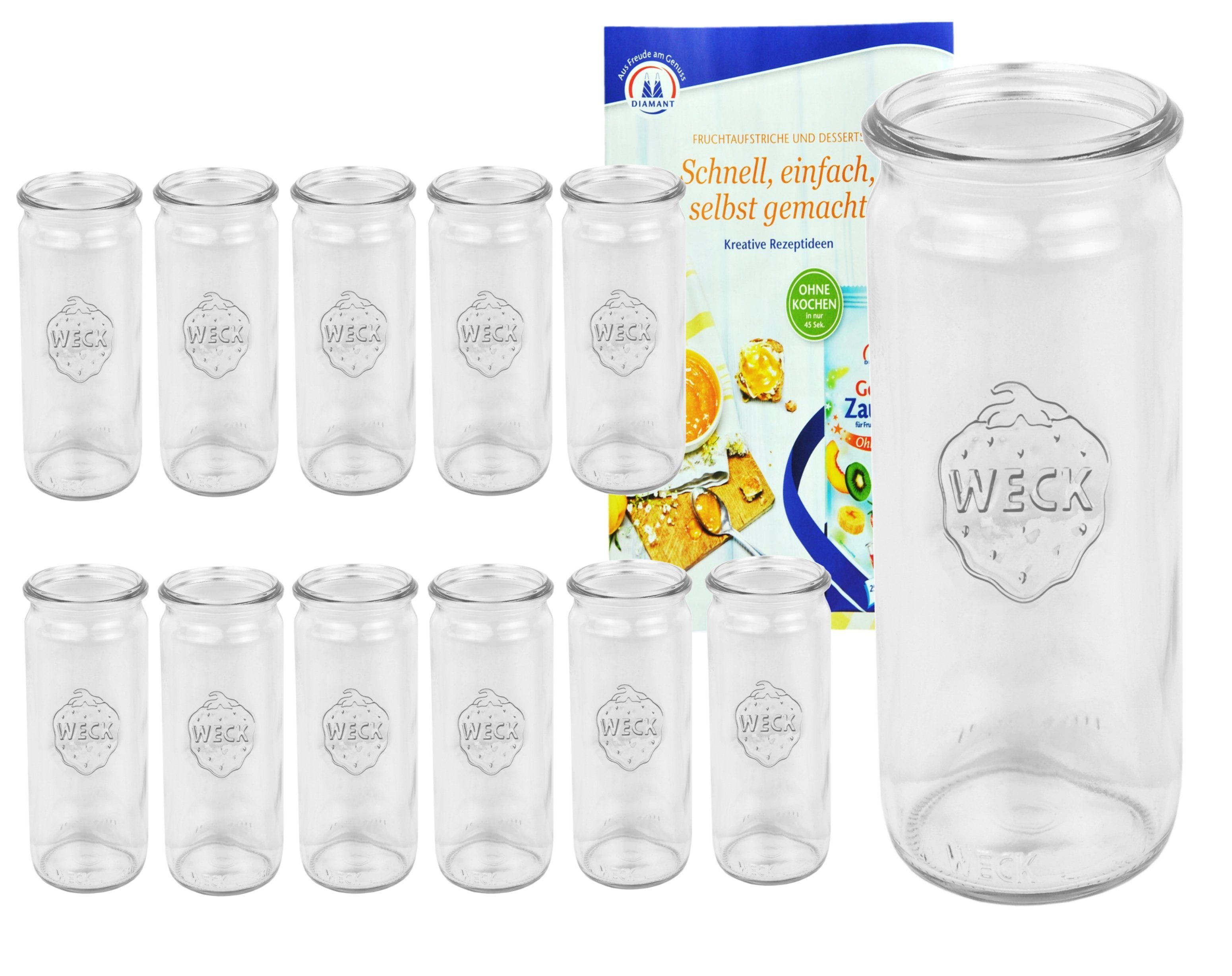 Mambocat Einmachglas 12er Set Weck Gläser Zylinderglas 600ml 12l