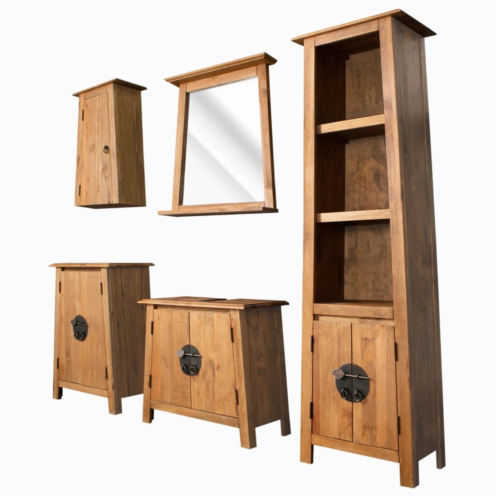 Vidaxl Badezimmer Set 5 Tlg Badmöbel Set Massivholz Kiefer