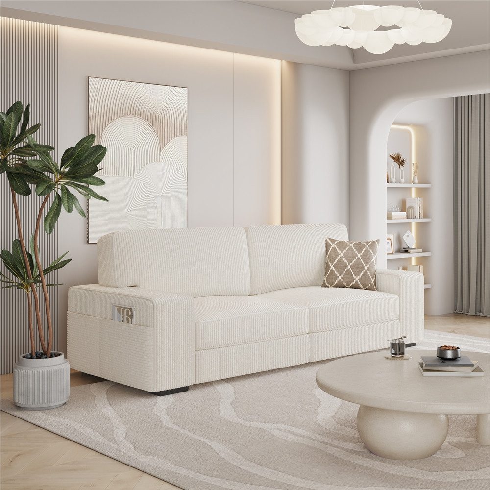 Yaheetech Sofa Polstersofa Aus Cordstoff Mit Abnehmbare Kissen Und