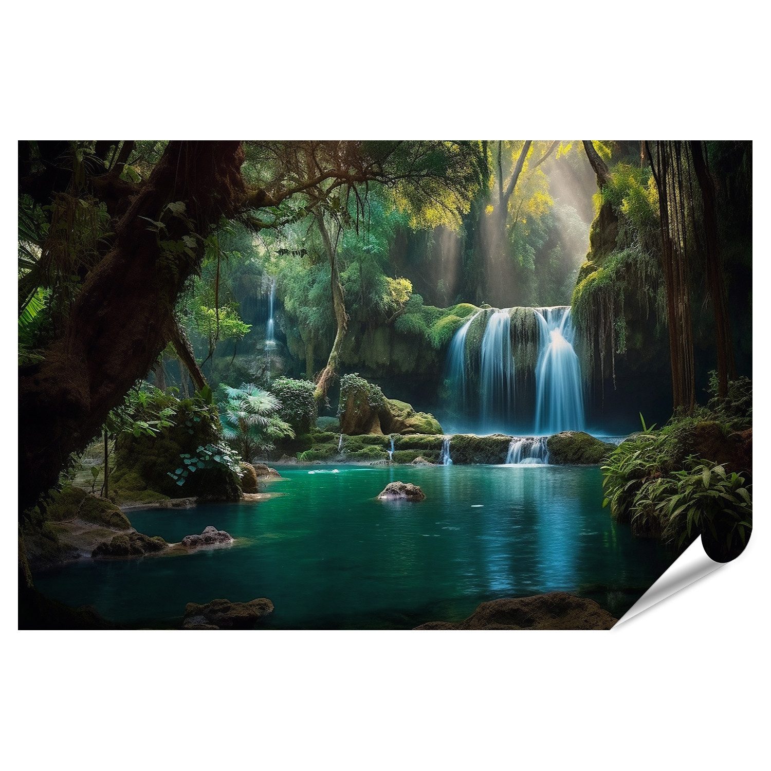 islandburner Poster Wasserfall Mitten Im Dschungel Fantasielandschaften Bilder