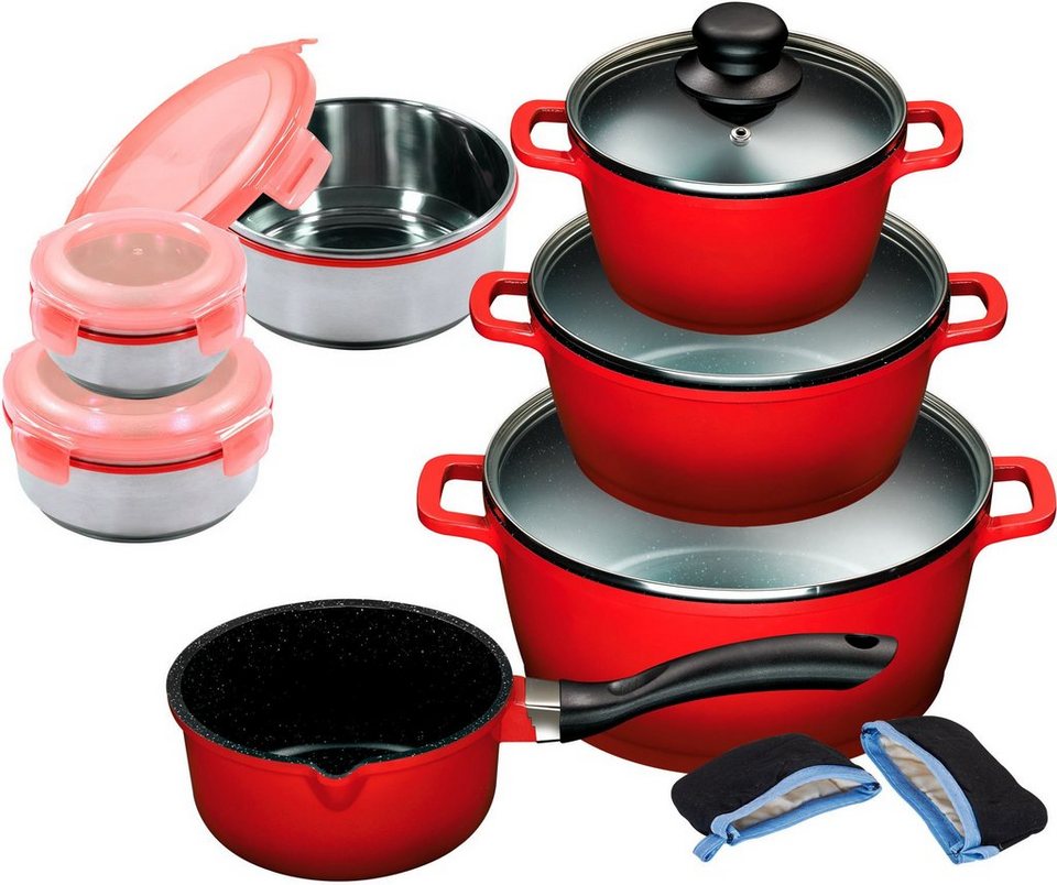 King Topf Set Rosenblüte Aluminiumguss Set 15 Tlg Töpfe Ø 161620