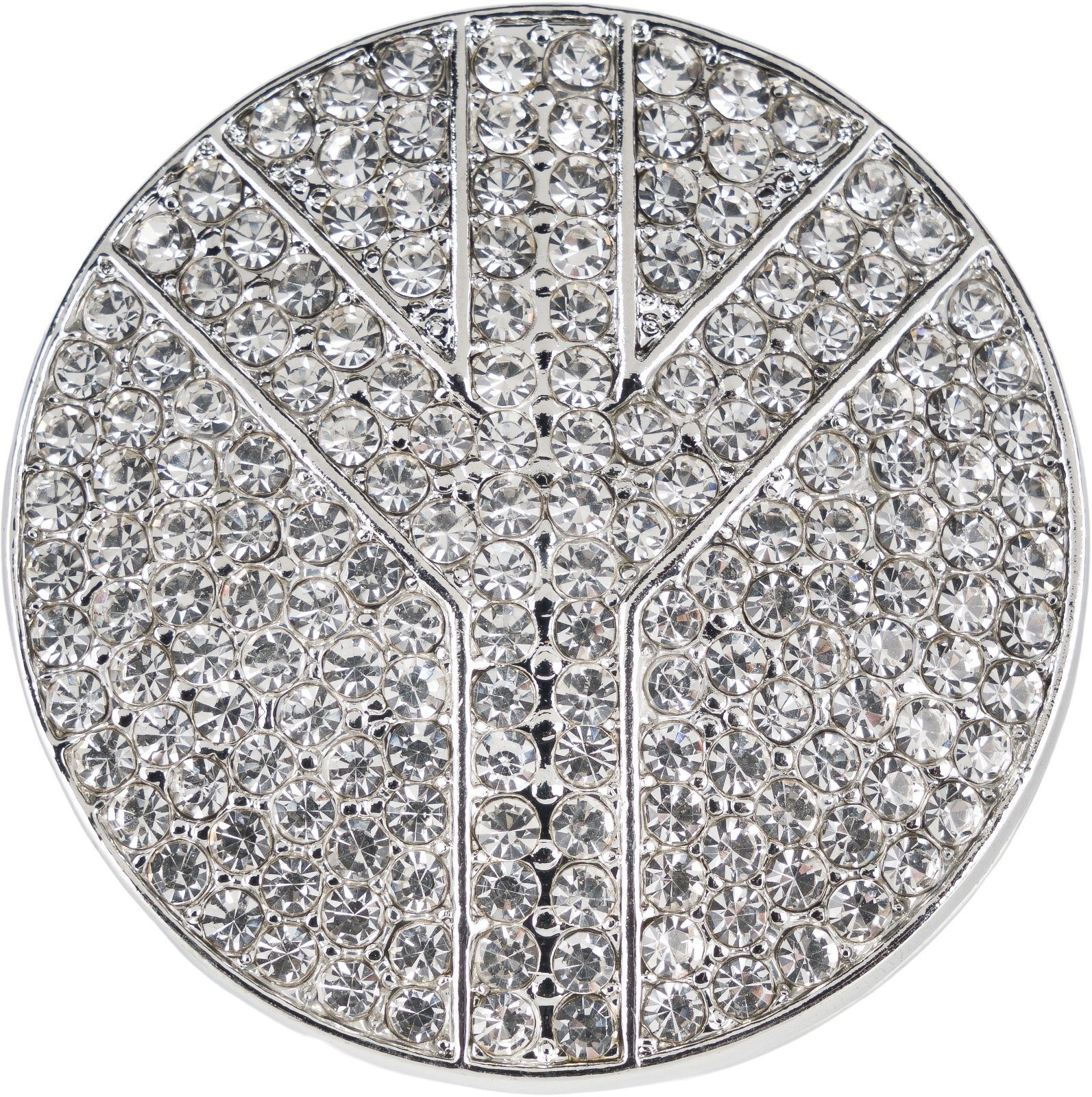 styleBREAKER Brosche (1-tlg), Runde Magnet Brosche Peace Strass