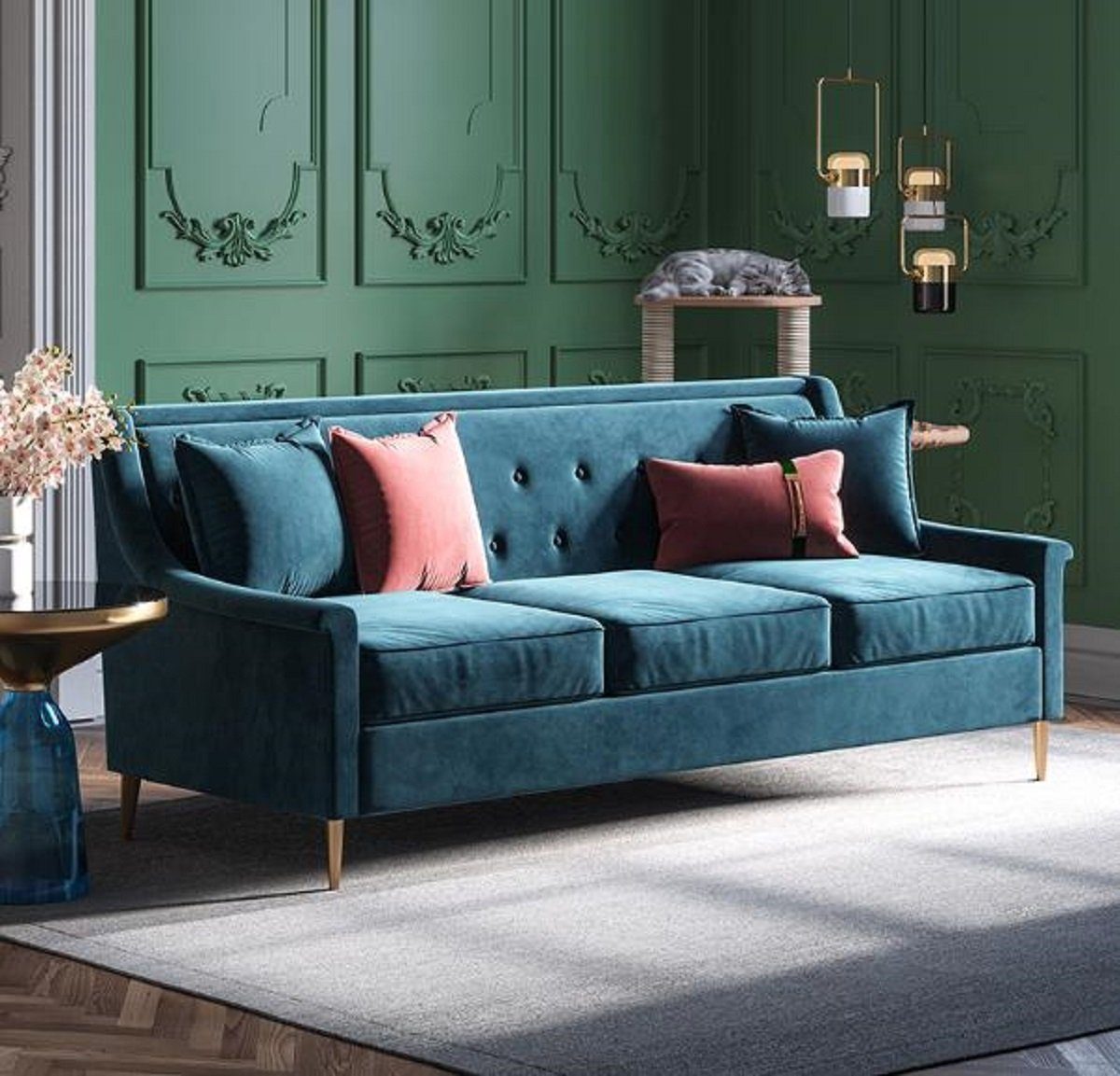 JVmoebel Sofa, Stoff Dreisitzer Relax Sitz Design Sofas Samt Sofa 3 ...